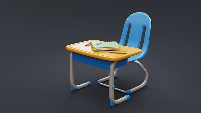 Cartoon Kid School desk 3D model | CGTrader