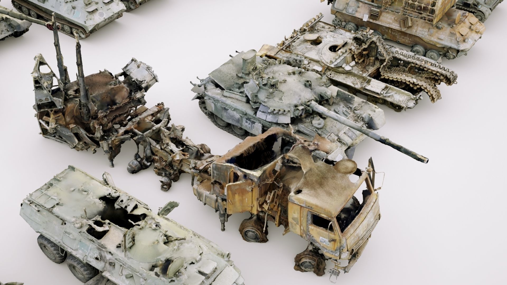 Destroyed russian armoured vehicles 30 assets collection 3D model ...