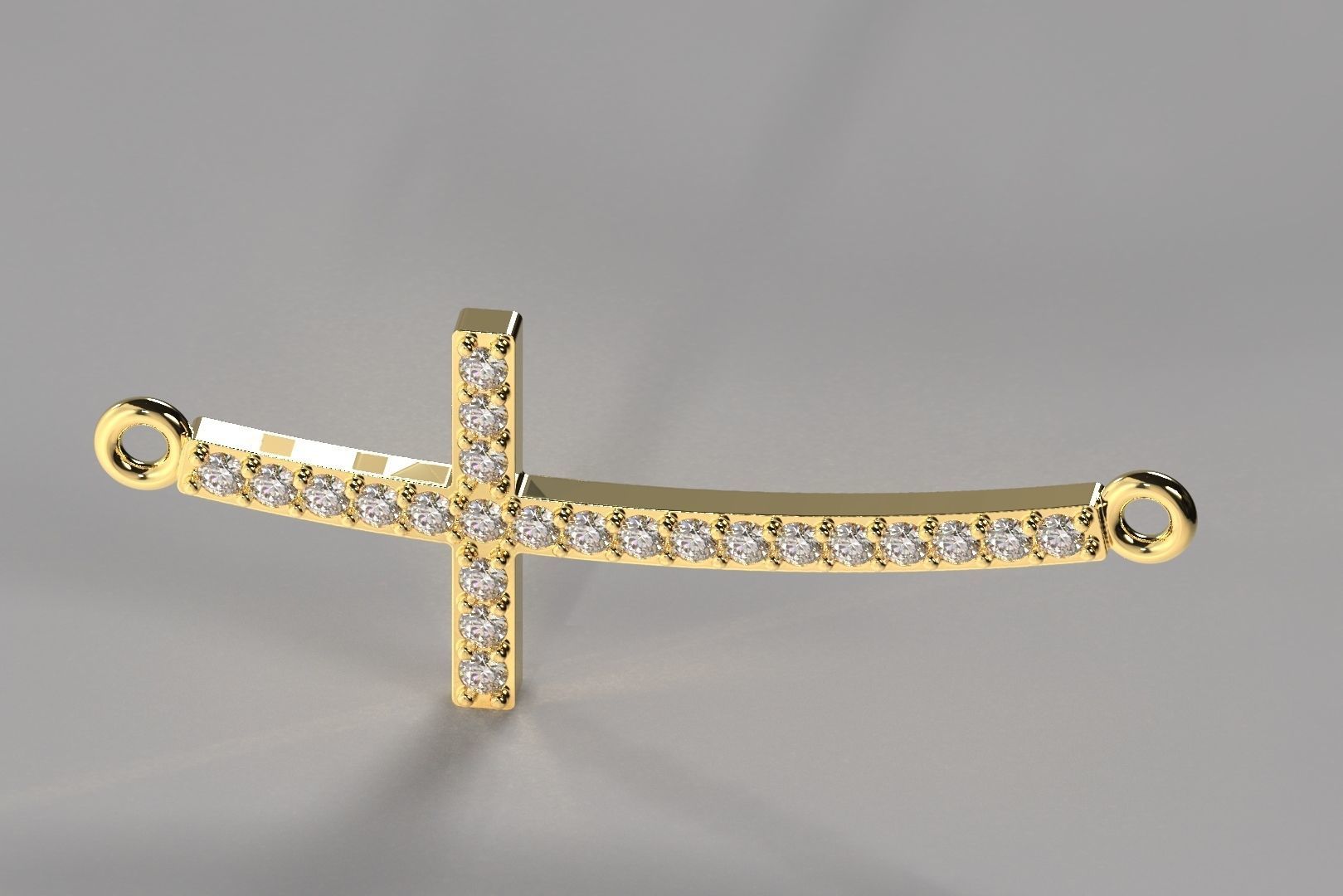 Curved Cross With Gems Pendant Necklace 3D model 3D printable | CGTrader
