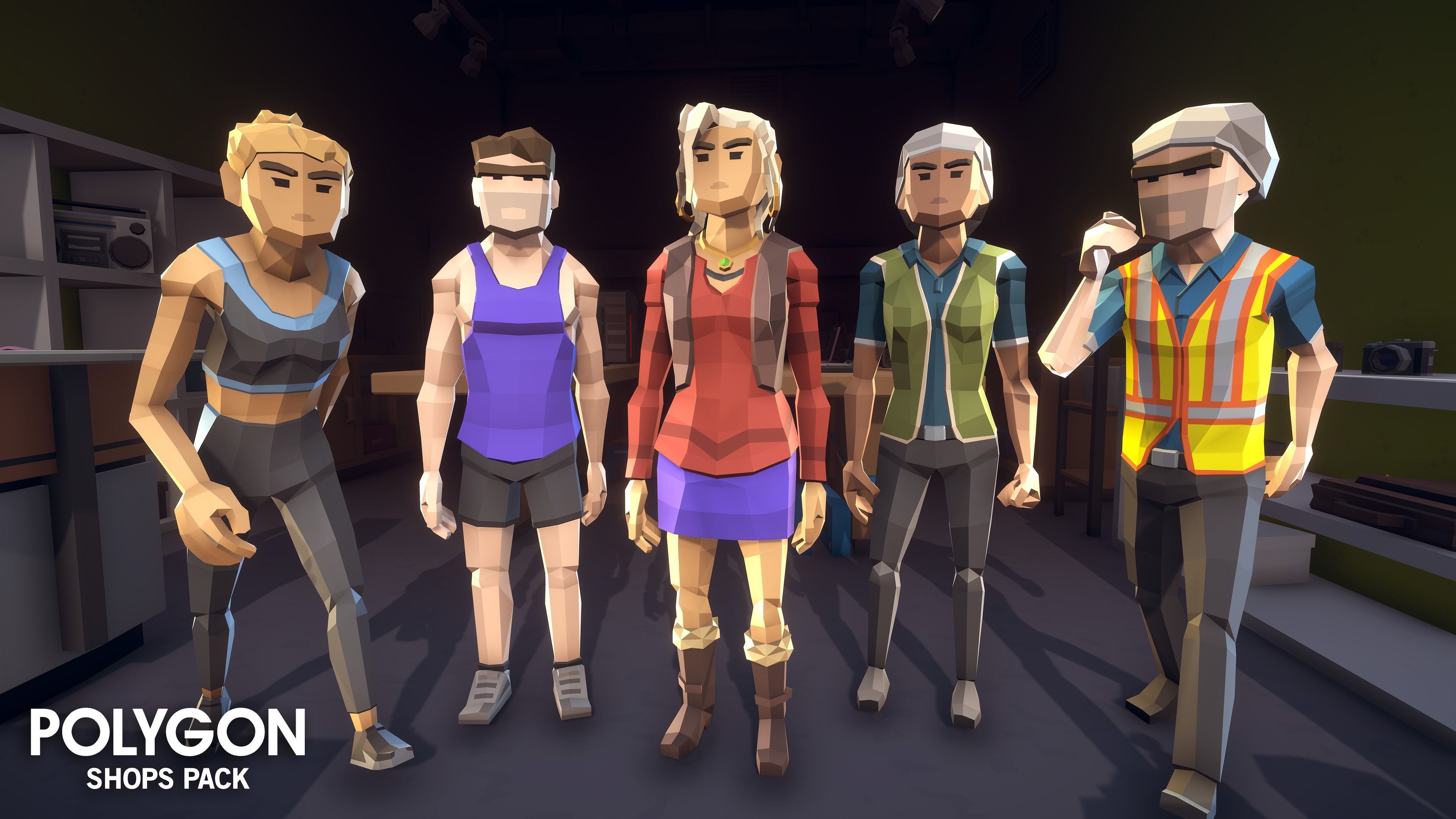 3D model POLYGON - Shops Pack VR / AR / low-poly | CGTrader