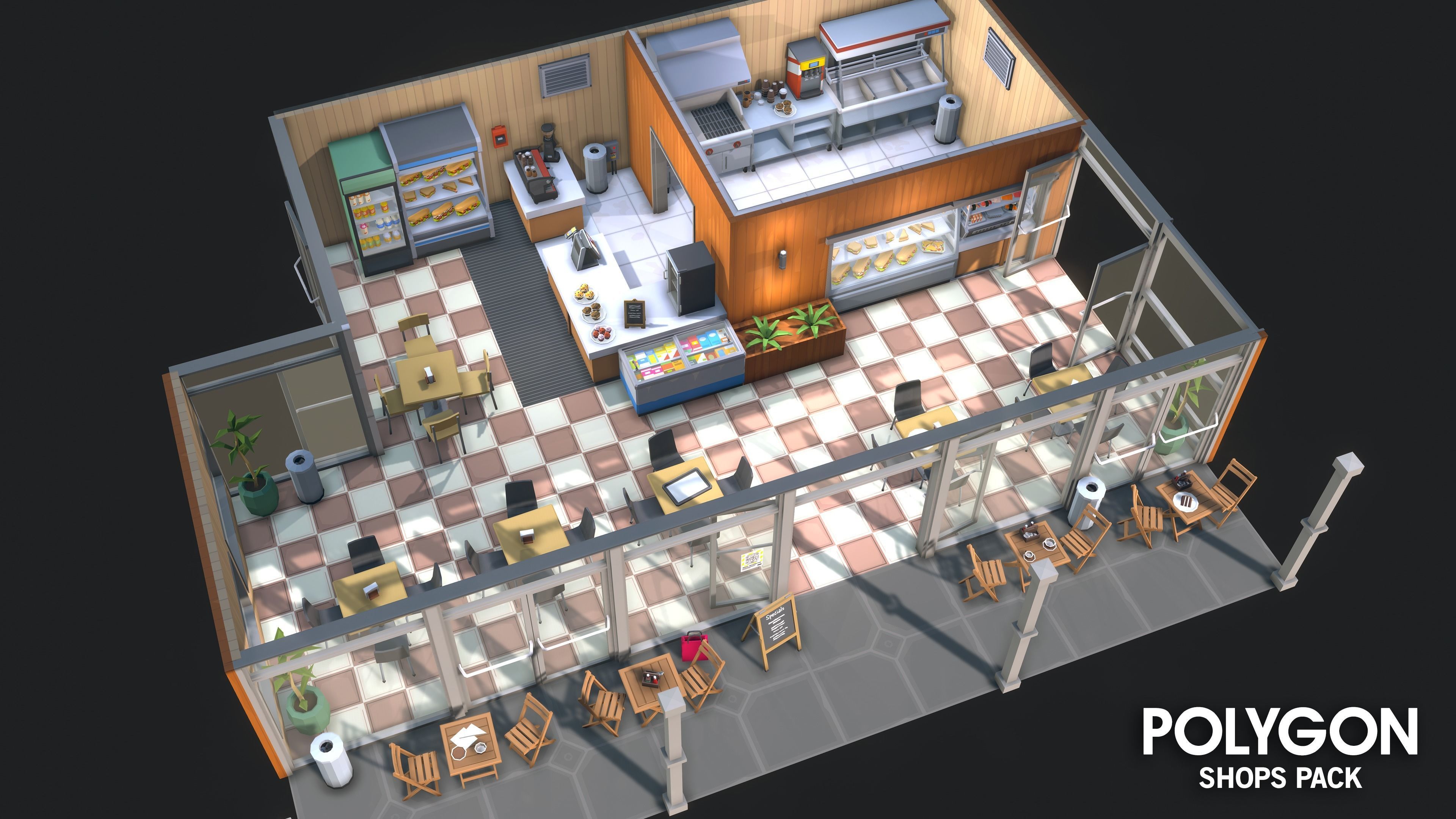 3D model POLYGON - Shops Pack VR / AR / low-poly | CGTrader