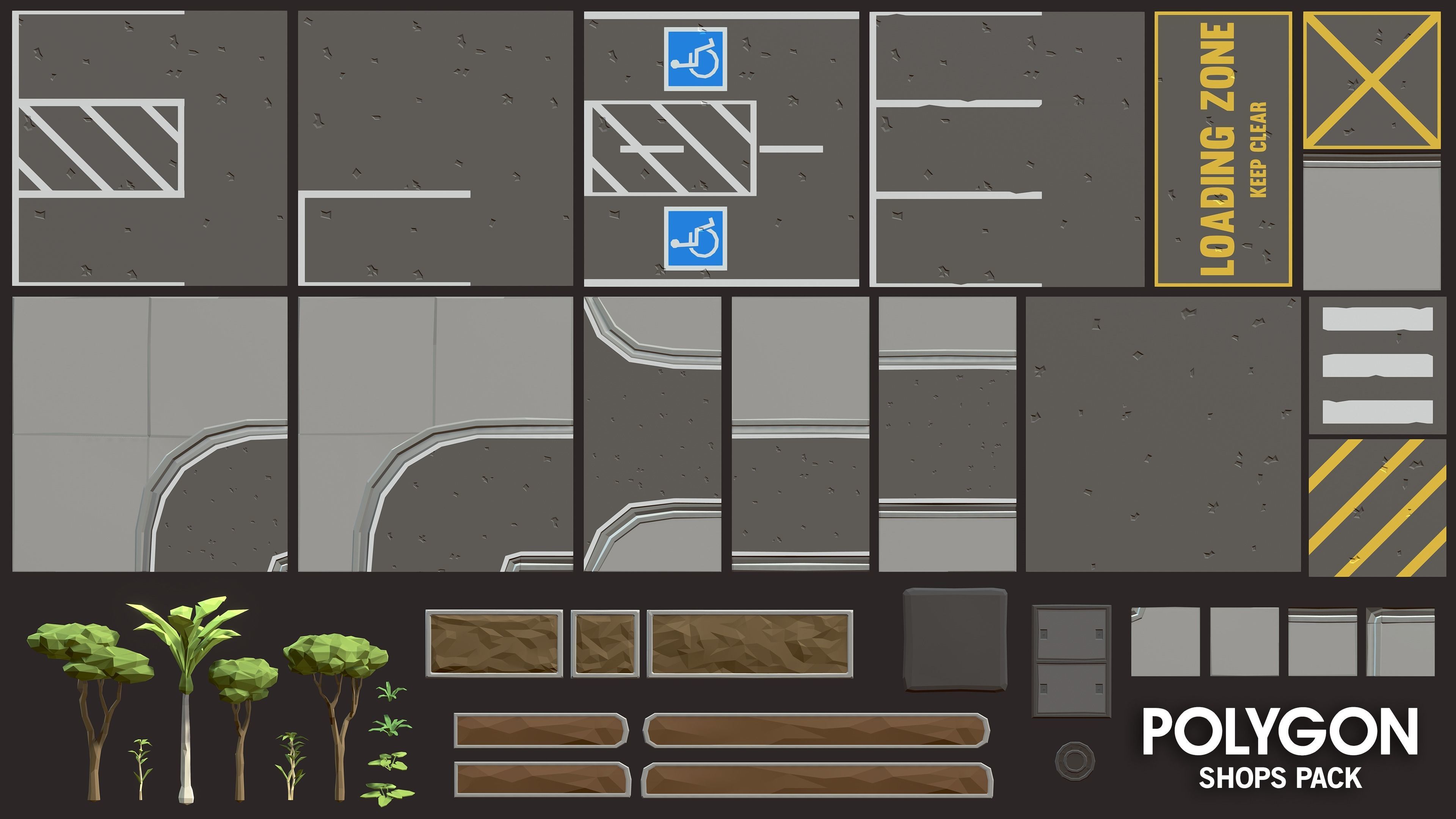 3D model POLYGON - Shops Pack VR / AR / low-poly | CGTrader