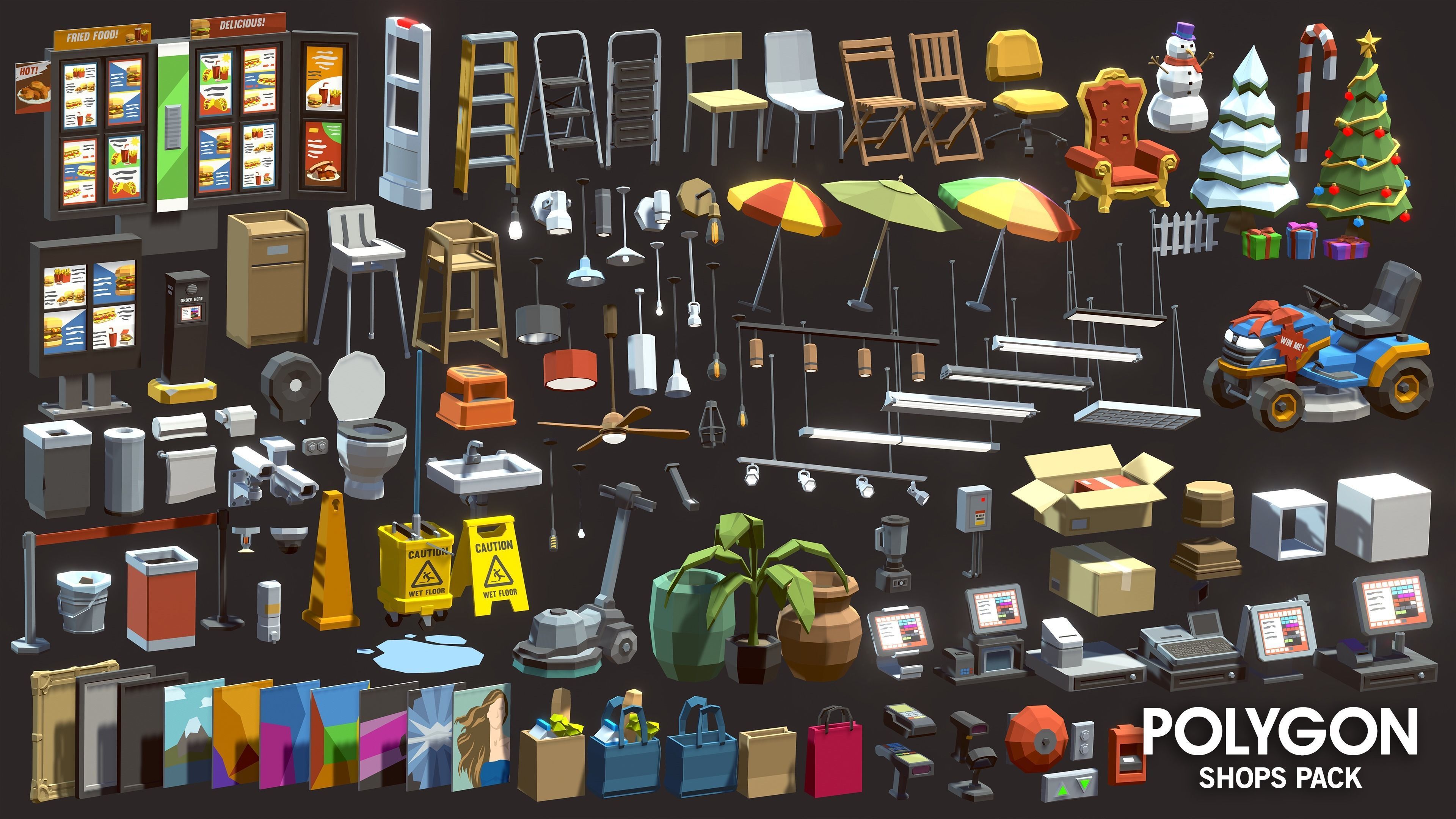 3D model POLYGON - Shops Pack VR / AR / low-poly | CGTrader