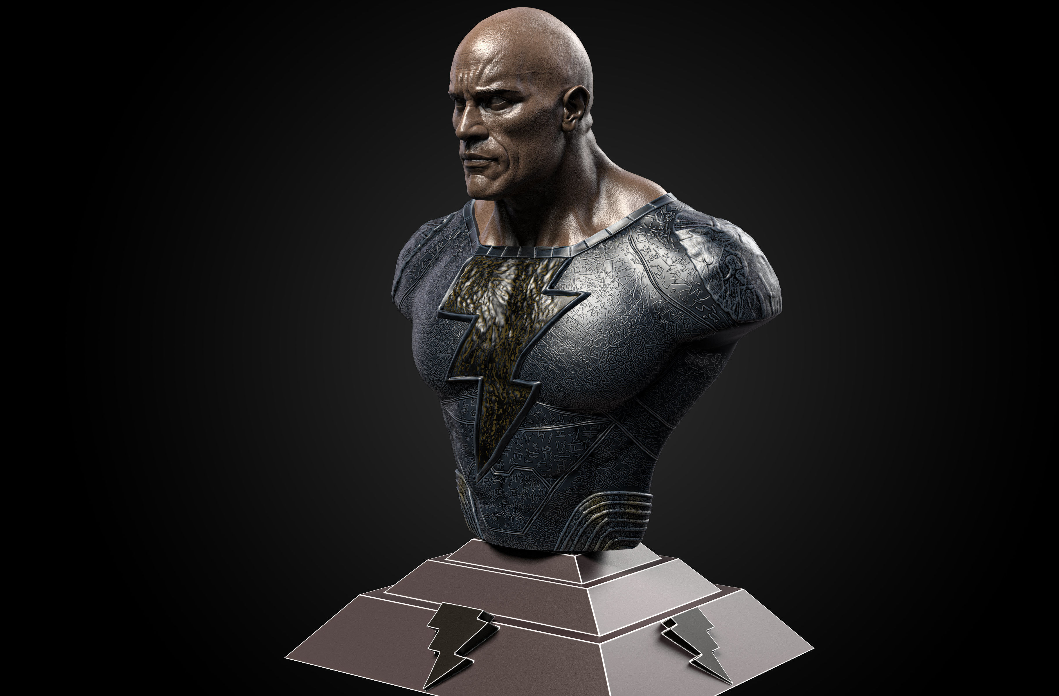 Black Adam- Dwayne Johnson Bust 3D model 3D printable | CGTrader