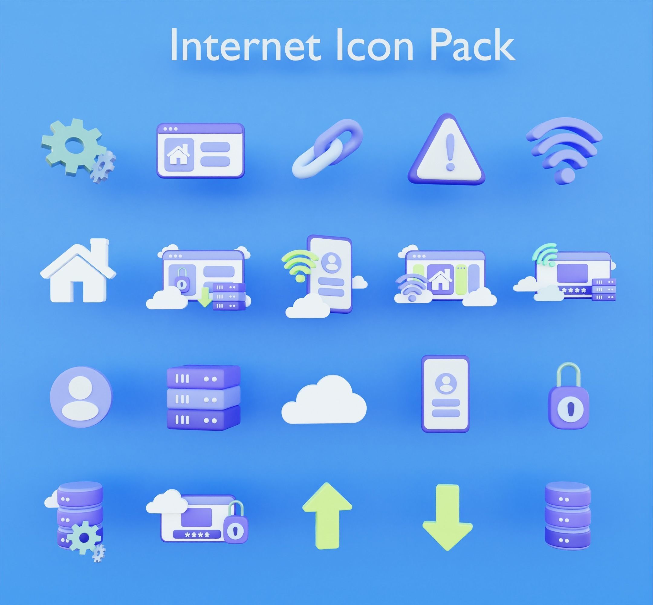 3D model Low Poly Internet Icon Pack 3D Model VR / AR / low-poly | CGTrader