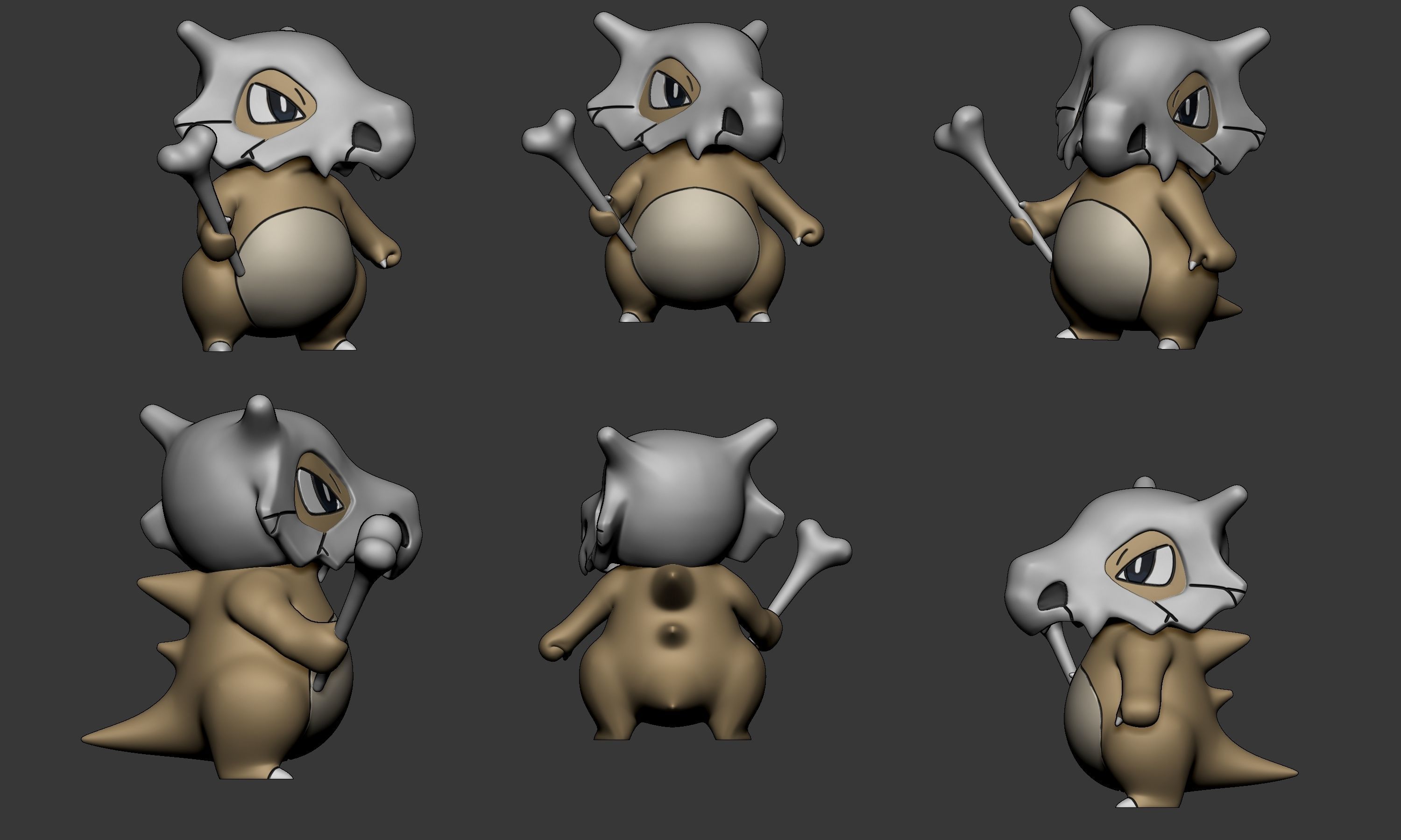 Pokemon - Cubone Marowak and Alolan Marowak with 2 poses 3D model 3D ...