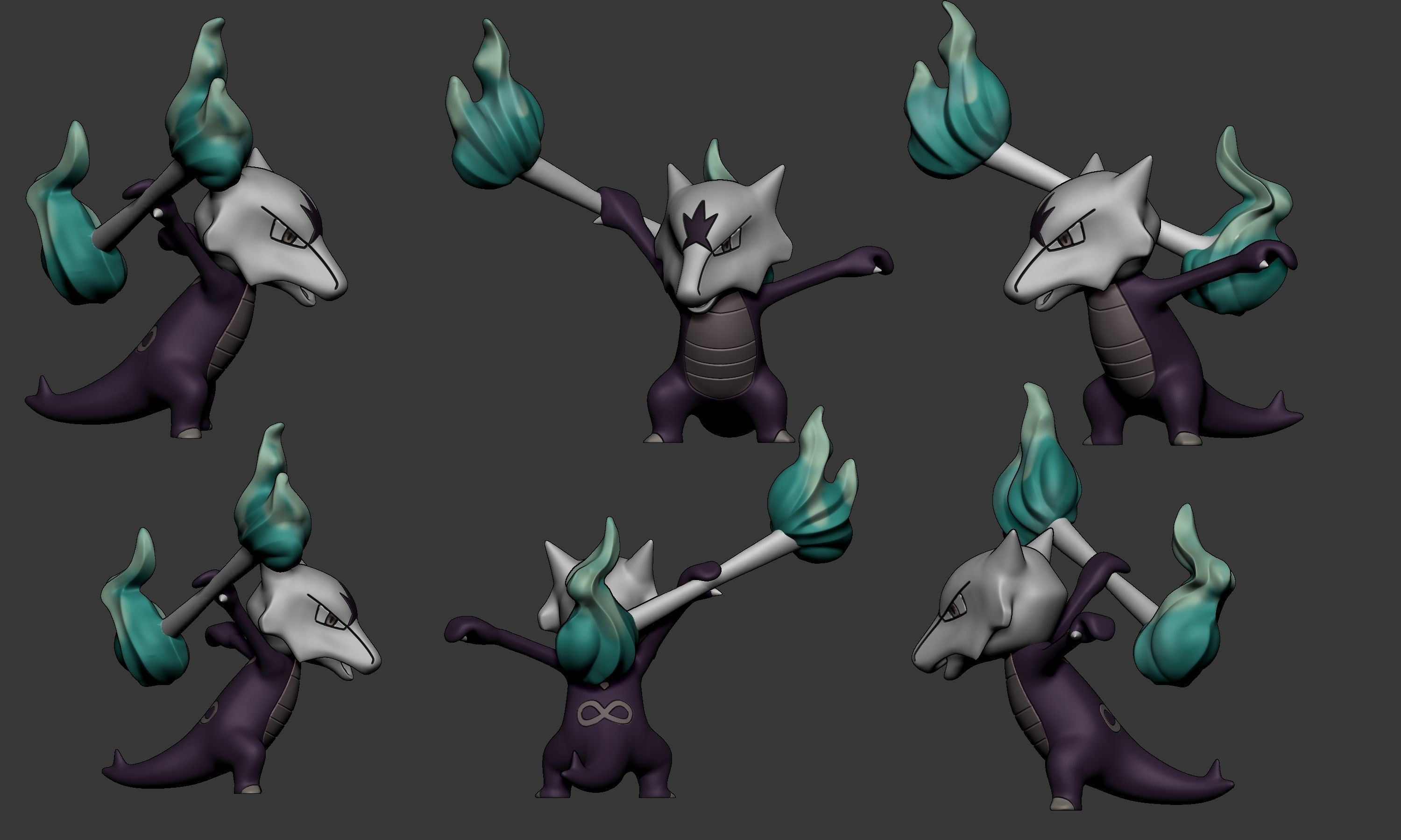 Pokemon - Cubone Marowak and Alolan Marowak with 2 poses 3D model 3D ...