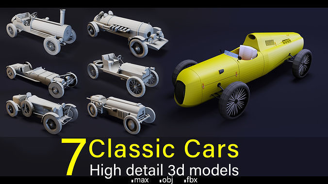 3D model 7- Classic Cars- High detail 3d models VR / AR / low-poly ...