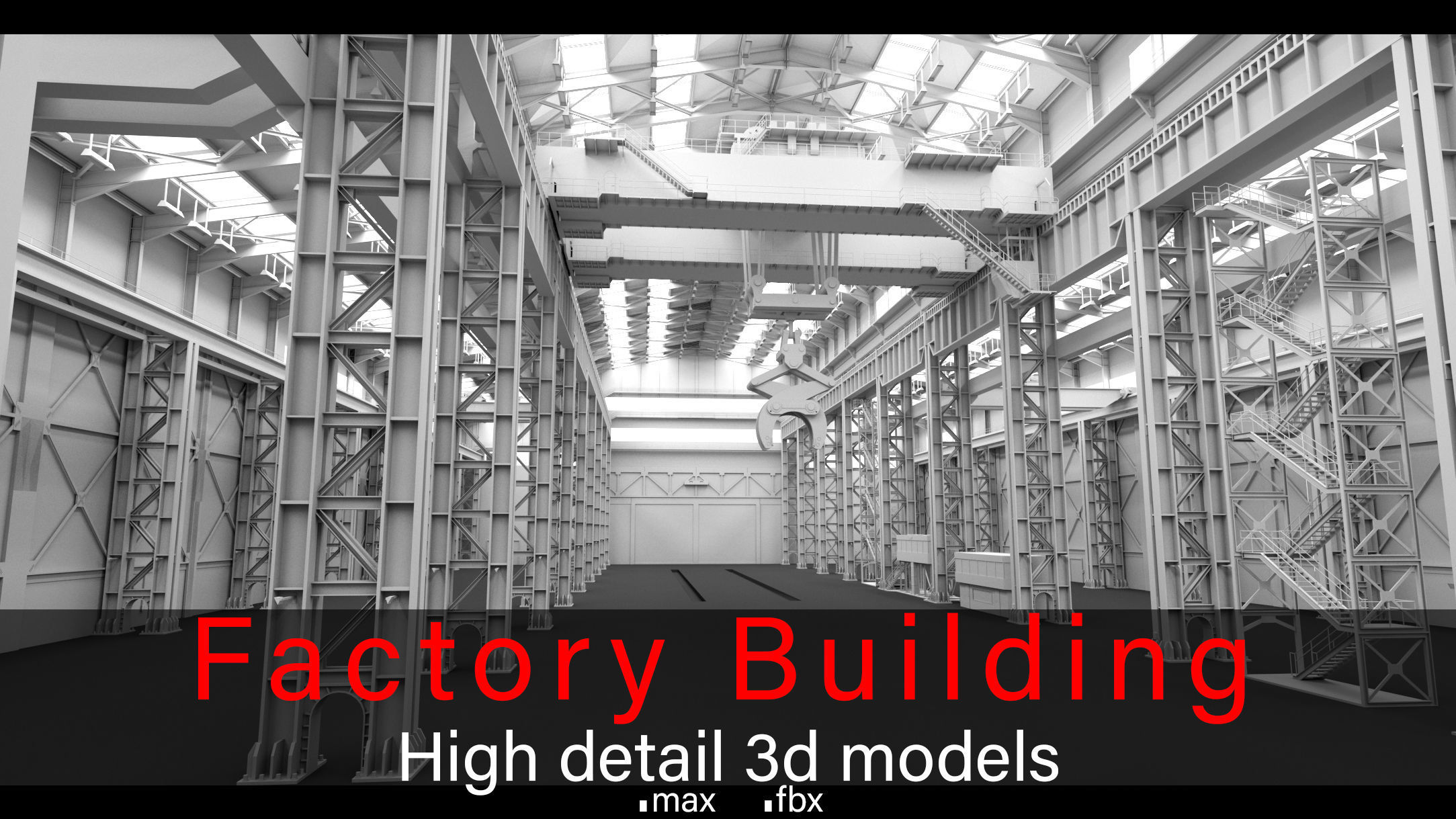 3D model Large Factory Building- High detail 3d models VR / AR / low ...