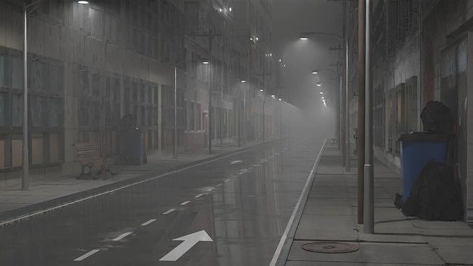 Dark Empty City Street