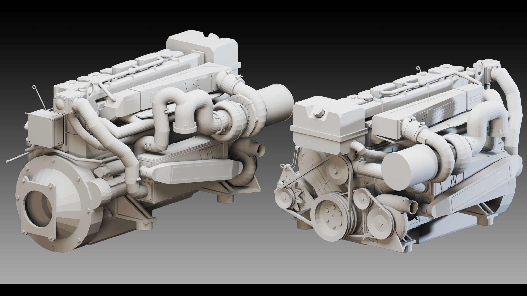 3D model 3 in one-14 Industrial Engines- High detail 3d models VR / AR ...