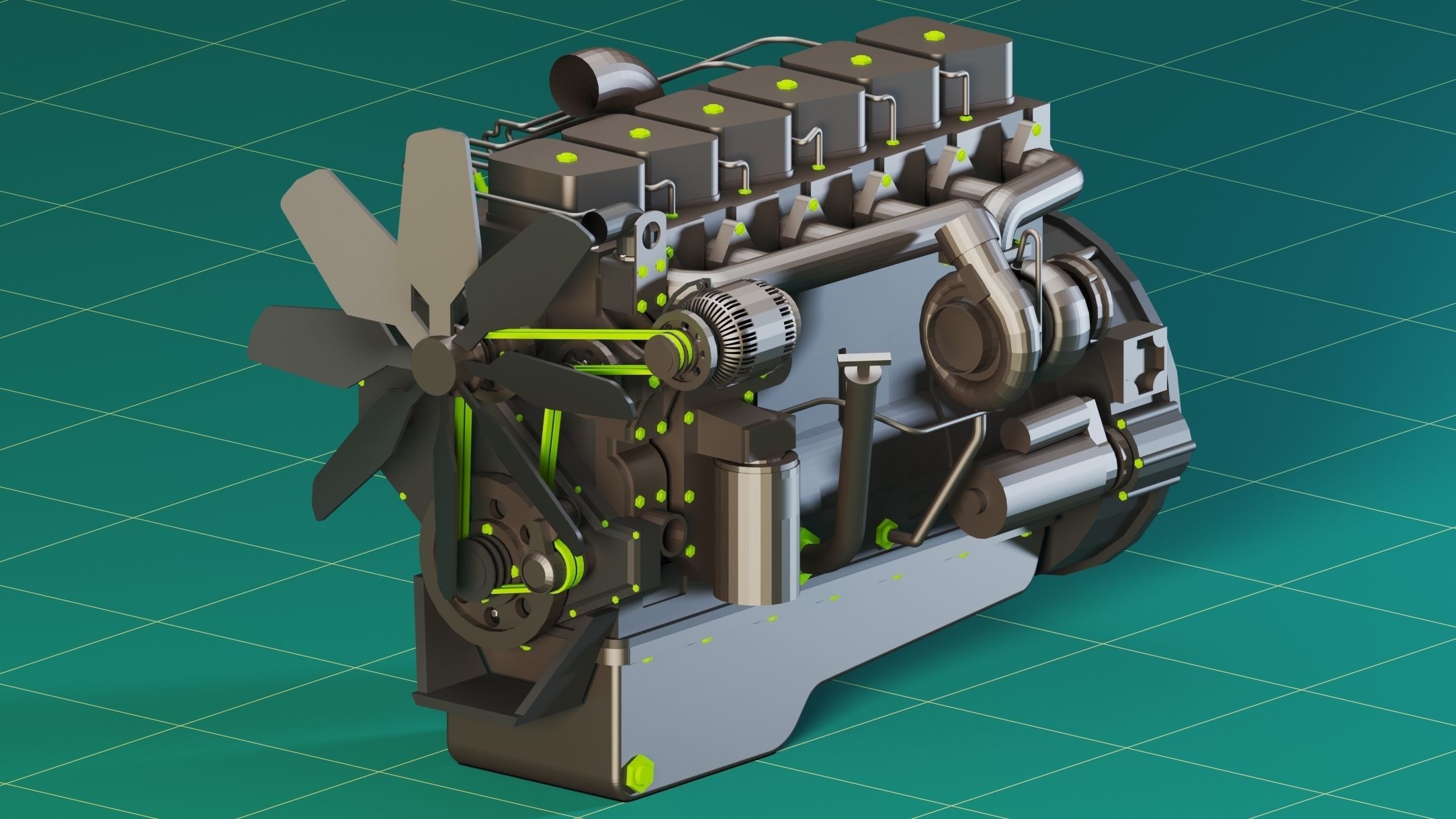 3D model 3 in one-14 Industrial Engines- High detail 3d models VR / AR ...