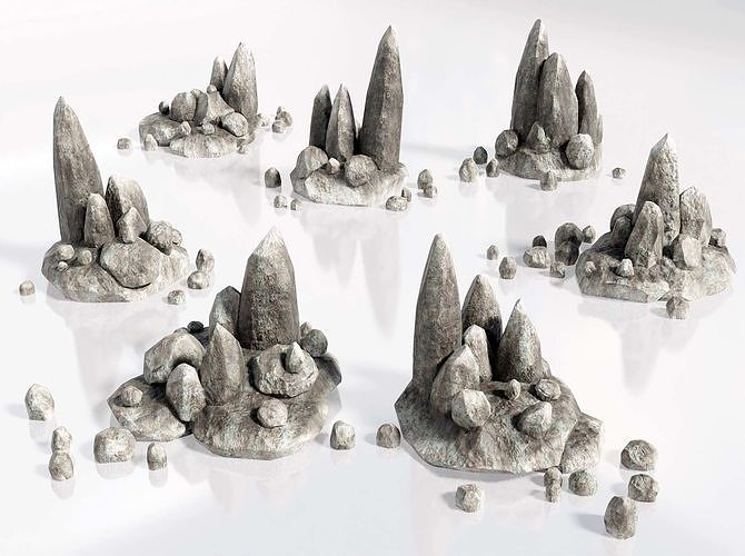 3D model Rock Formations Asset Pack 7 Low Poly Game Ready 2K PBR Models ...