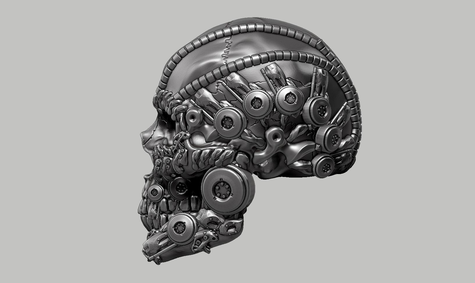skull robot head a40 3D model 3D printable | CGTrader