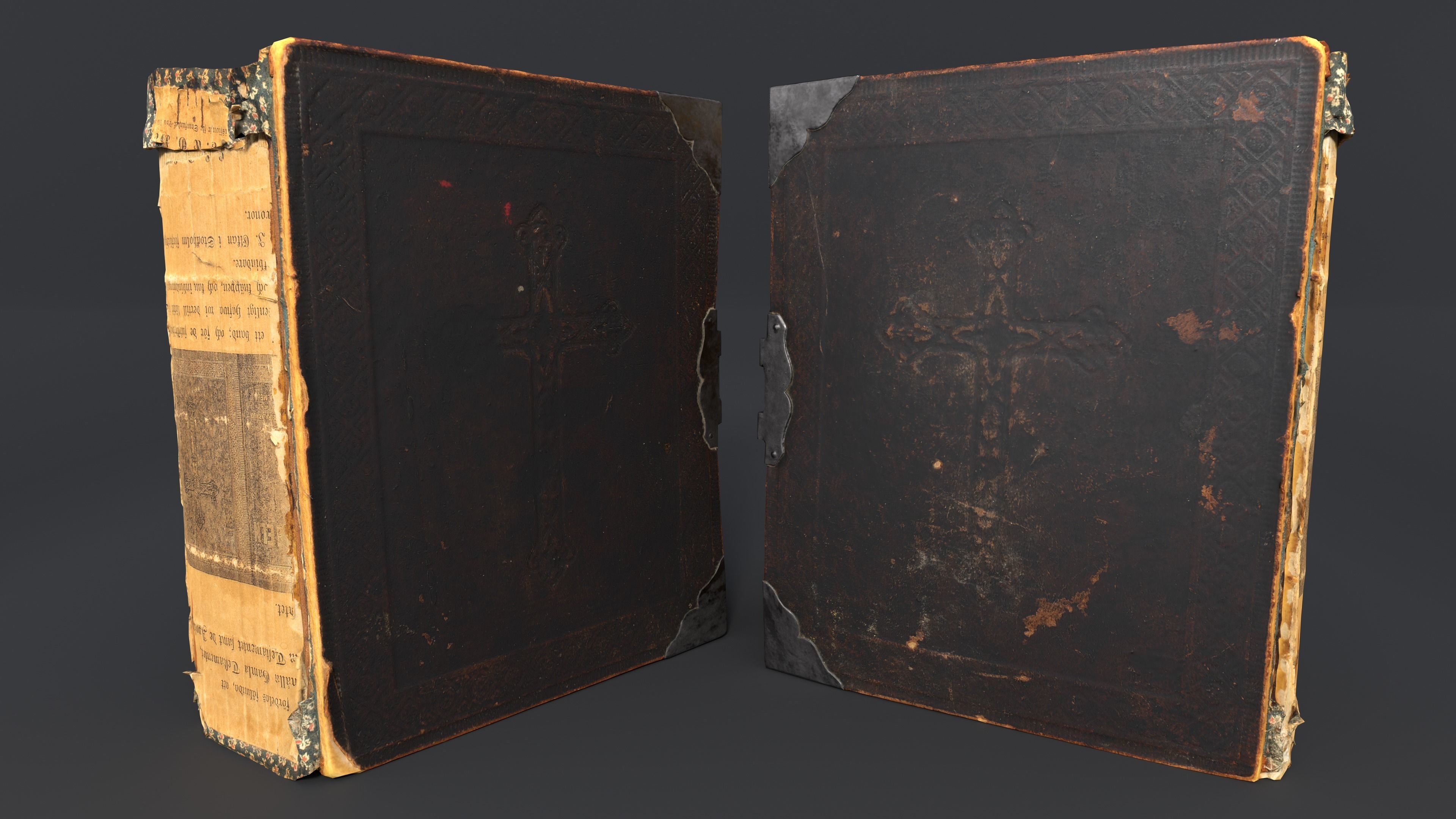 3D model Old Damaged Books set - PBR Game ready Low poly VR / AR / low ...
