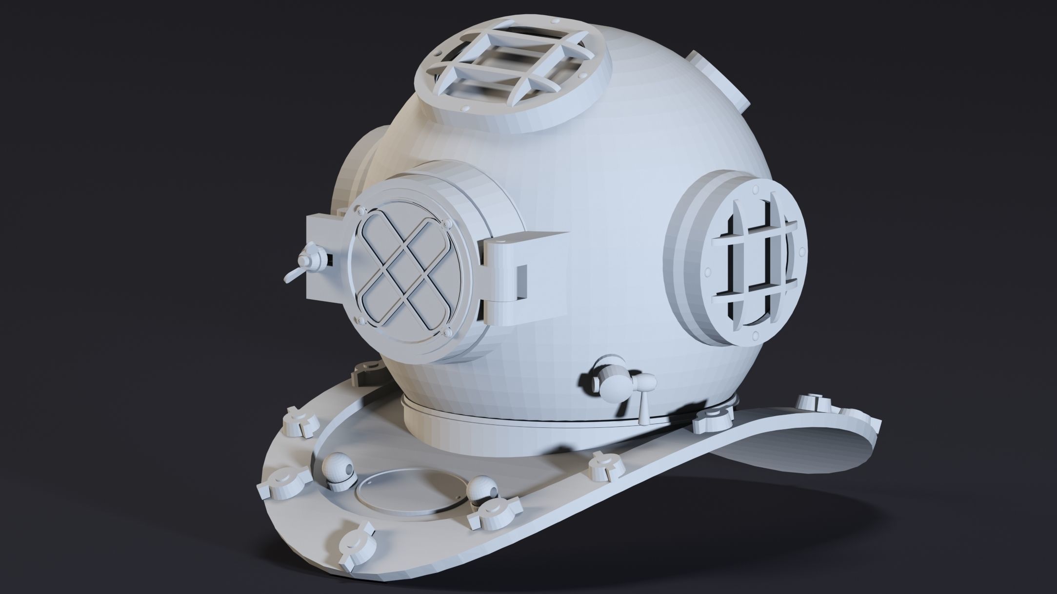 3D model 3 Old Diving Helmets- High detail 3d models VR / AR / low-poly ...