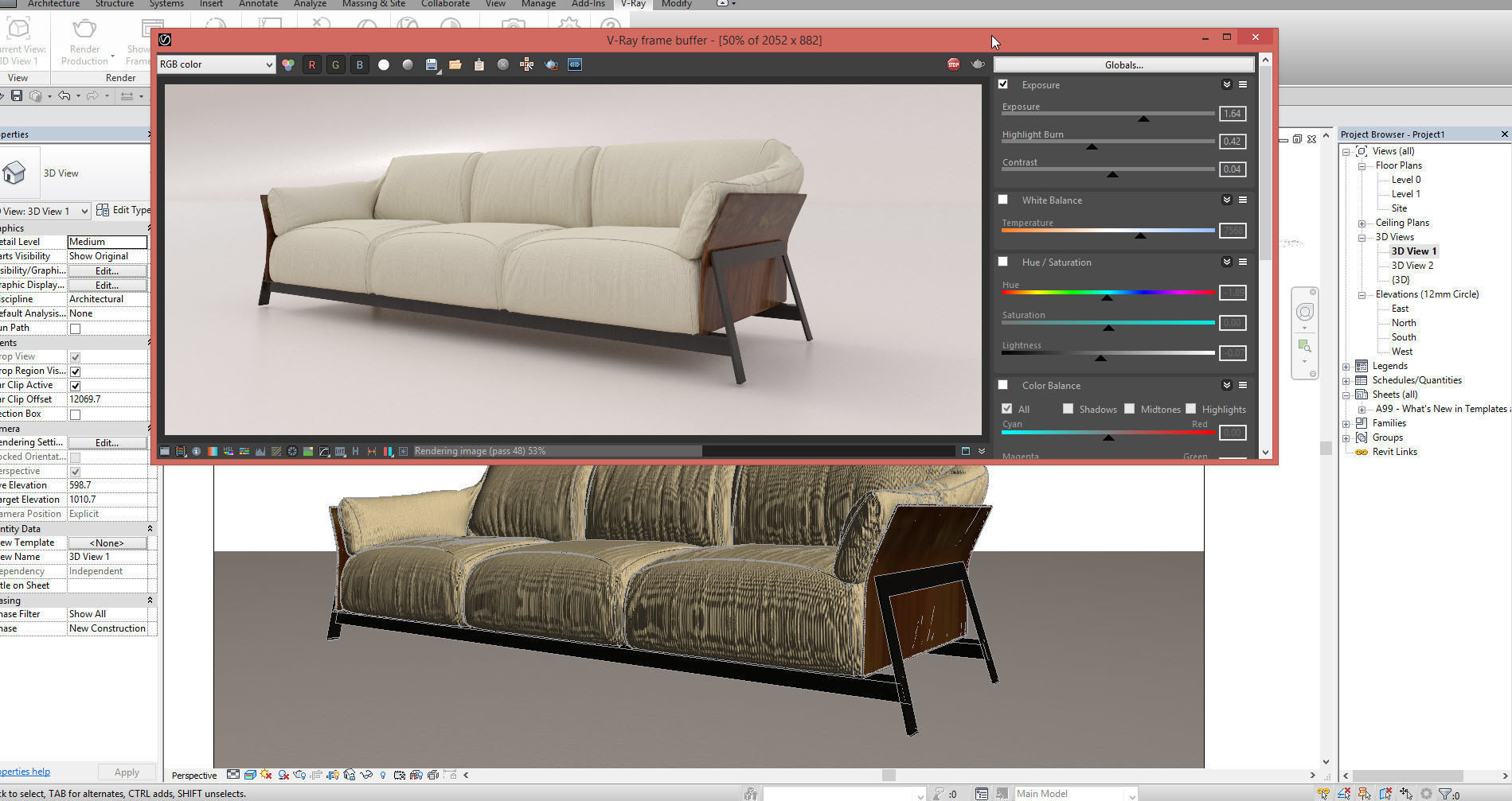 sofa set revit model 3D model | CGTrader