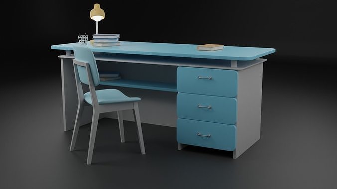 Cartoon Kid school colorful desk 3D model | CGTrader