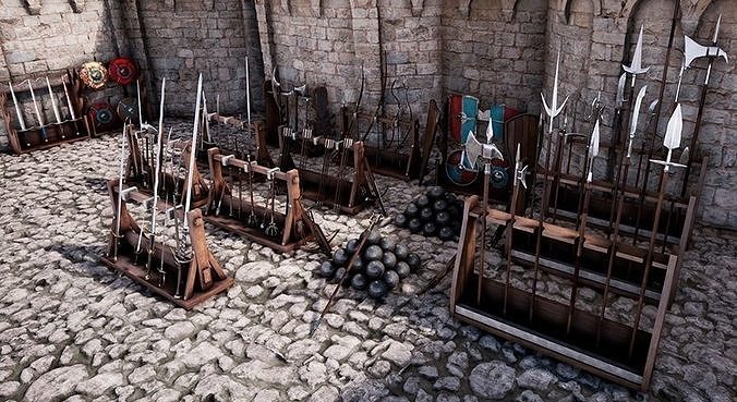 3D model Ultimate Medieval Weapons Package 300 variations VR / AR / low ...