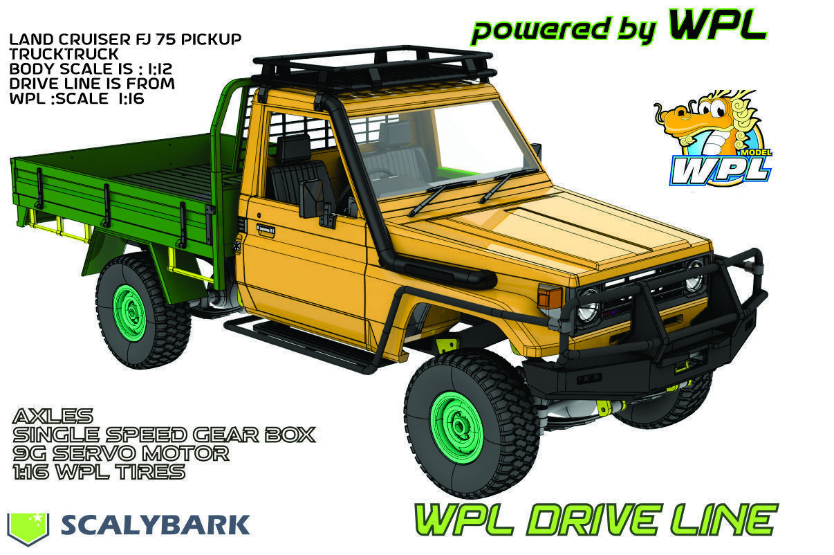 Toyota land cruiser lc75 RC pick up truck 1 to 16 WPL scale 3D model 3D ...