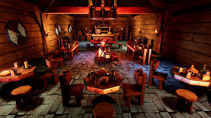 3D model Stylized Tavern 51 Assets VR / AR / low-poly | CGTrader