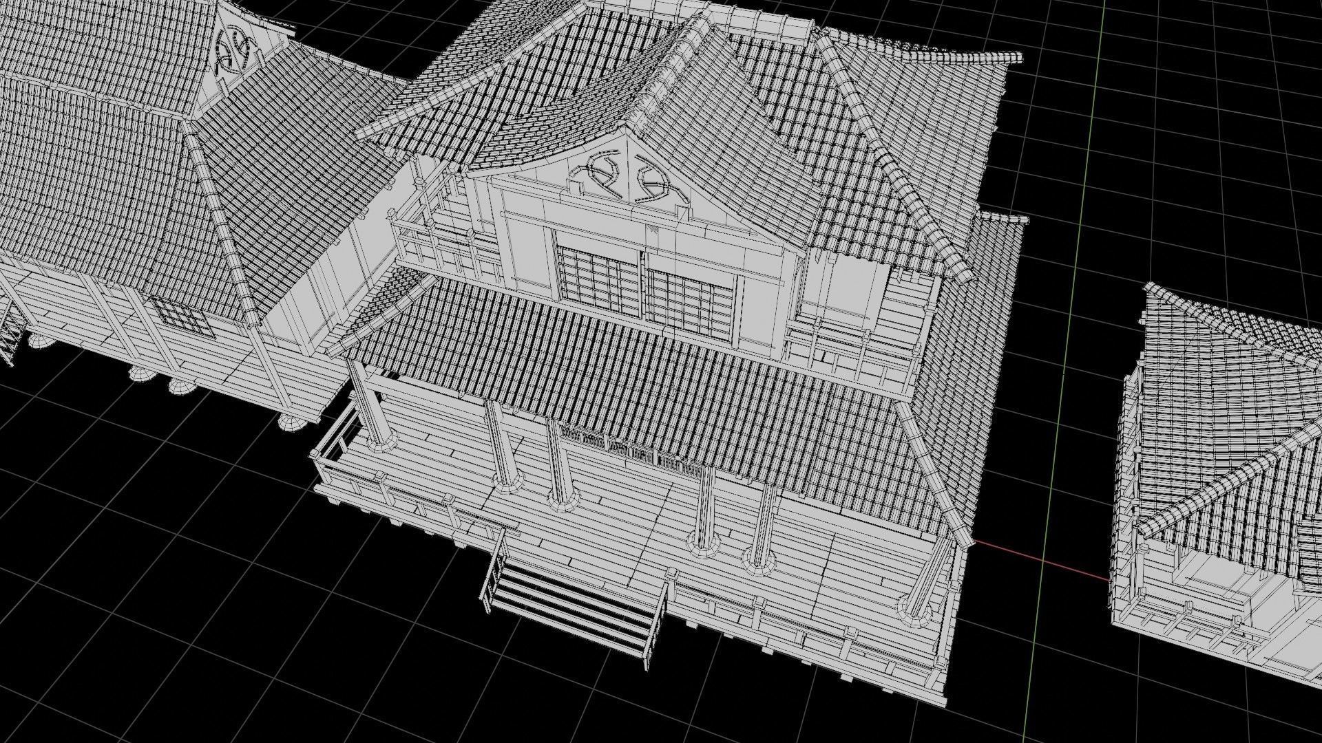 3D model japanese modular buildings with 4k textures VR / AR / low-poly ...