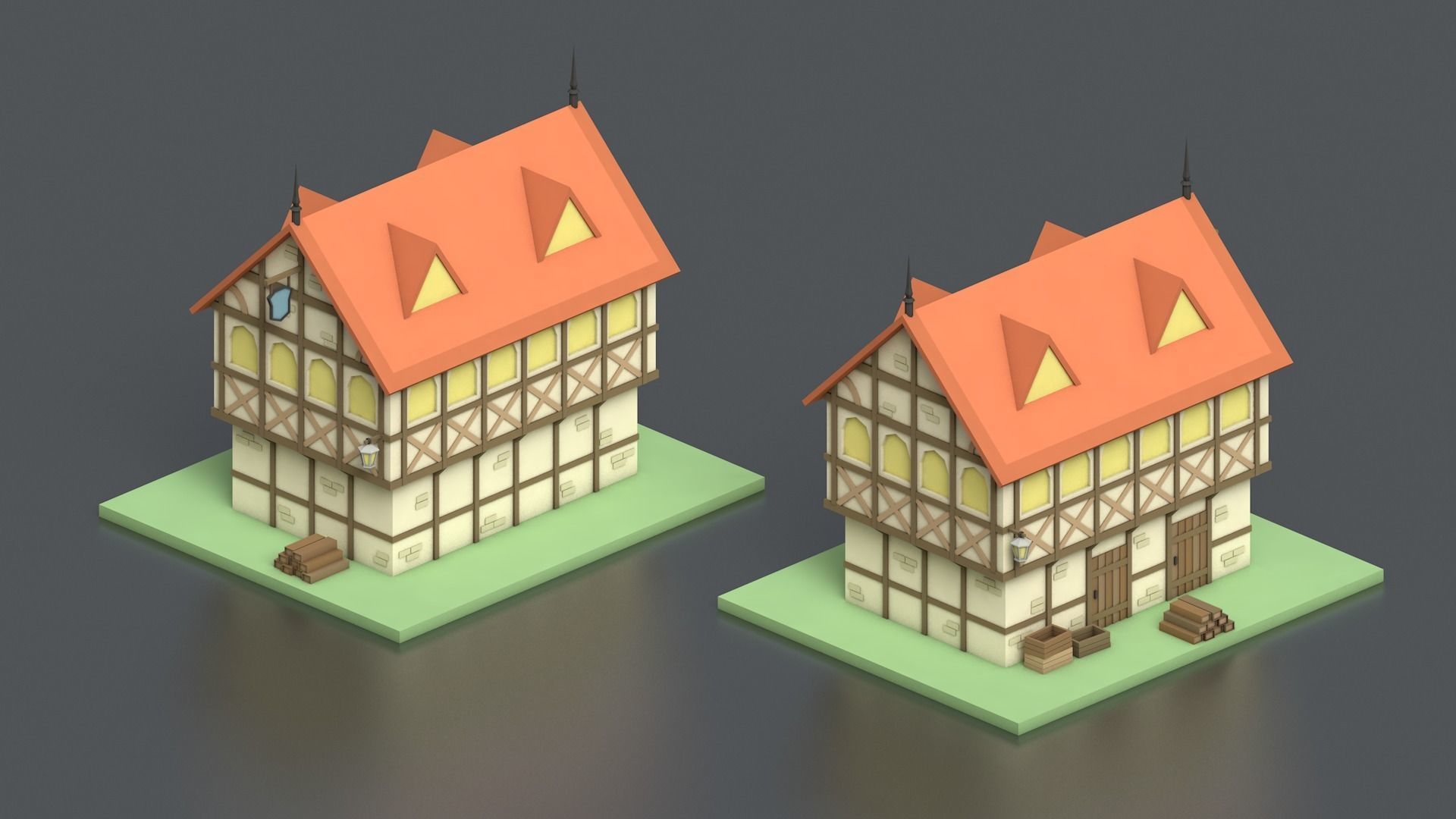 3D model Low Poly Medieval Middle Age City 3D Asset Pack VR / AR / low ...