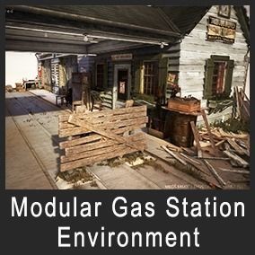 3D model Route 66 Gas Station Modular Environment VR / AR / low-poly ...