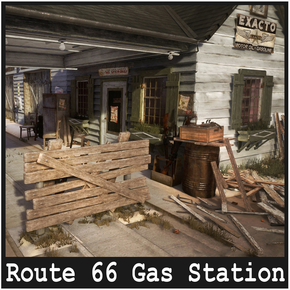 3D model Route 66 Gas Station Modular Environment VR / AR / low-poly ...
