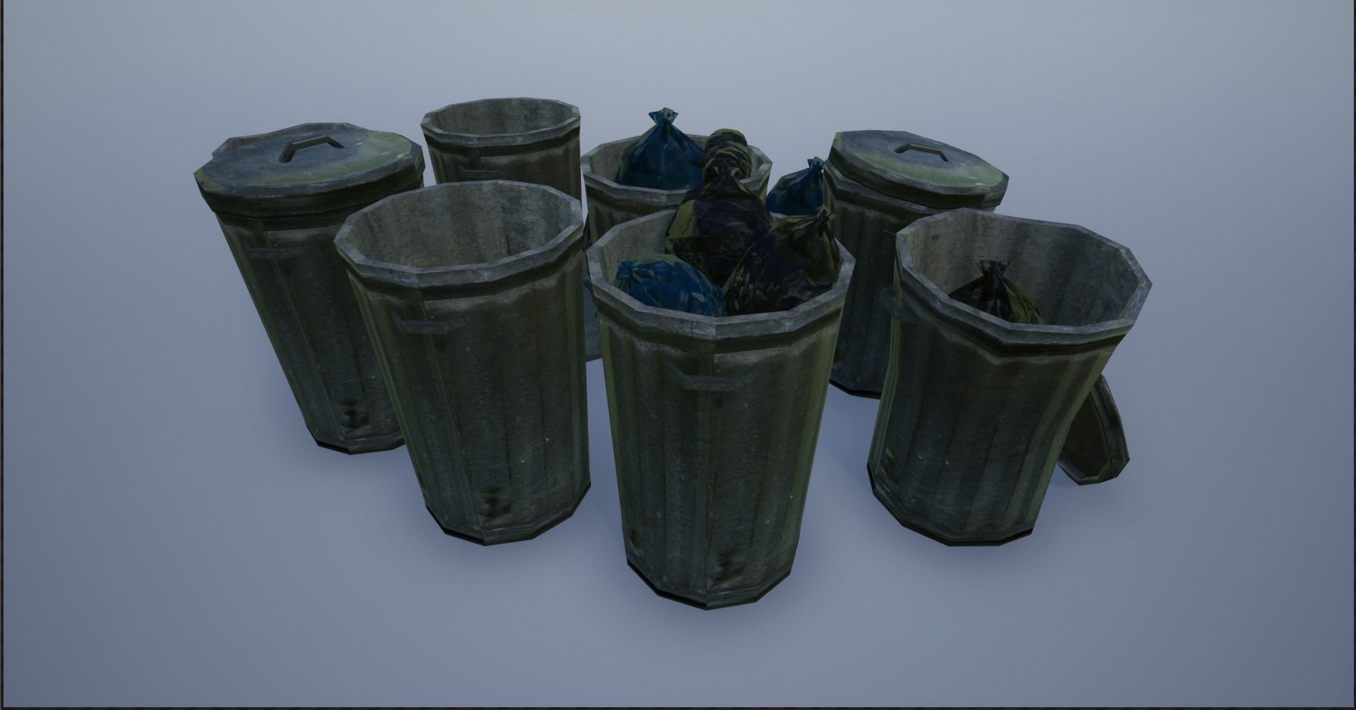 3D model Lowpoly Trash Bins and Trash Bags VR / AR / low-poly | CGTrader