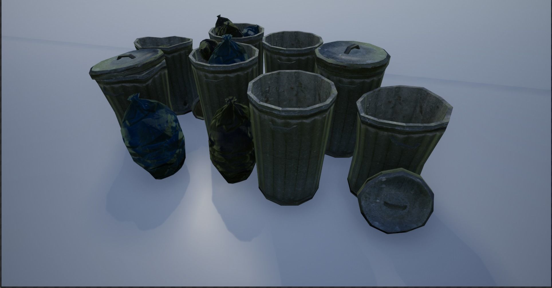 3D model Lowpoly Trash Bins and Trash Bags VR / AR / low-poly | CGTrader
