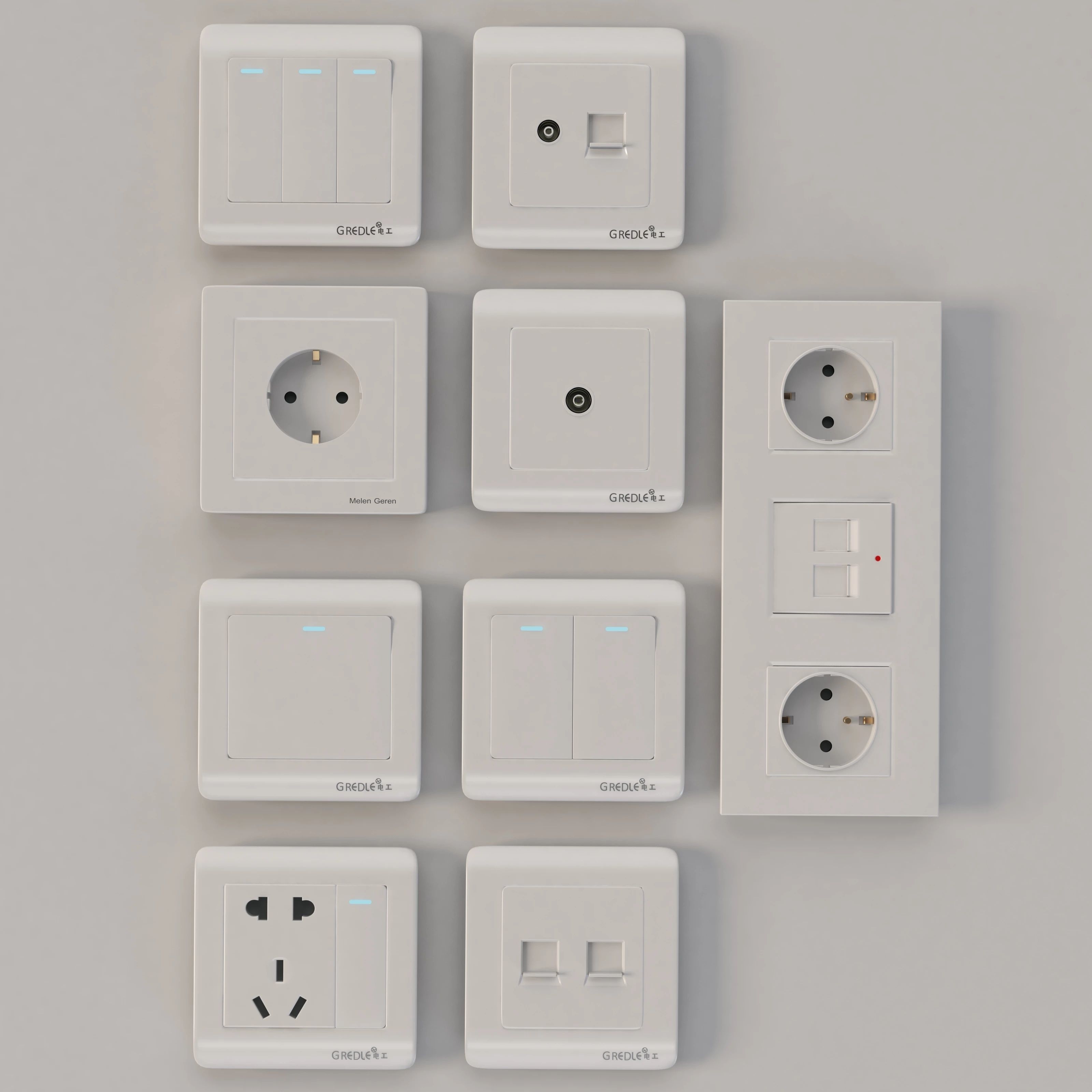 Luxury Wall Socket Interruptor and Charger Power Outlet Set 3D model ...