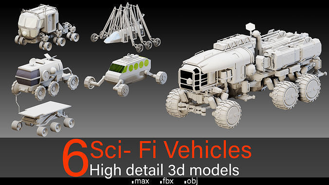 3D model 6 Sci- Fi Vehicles- High detail 3d models VR / AR / low-poly ...