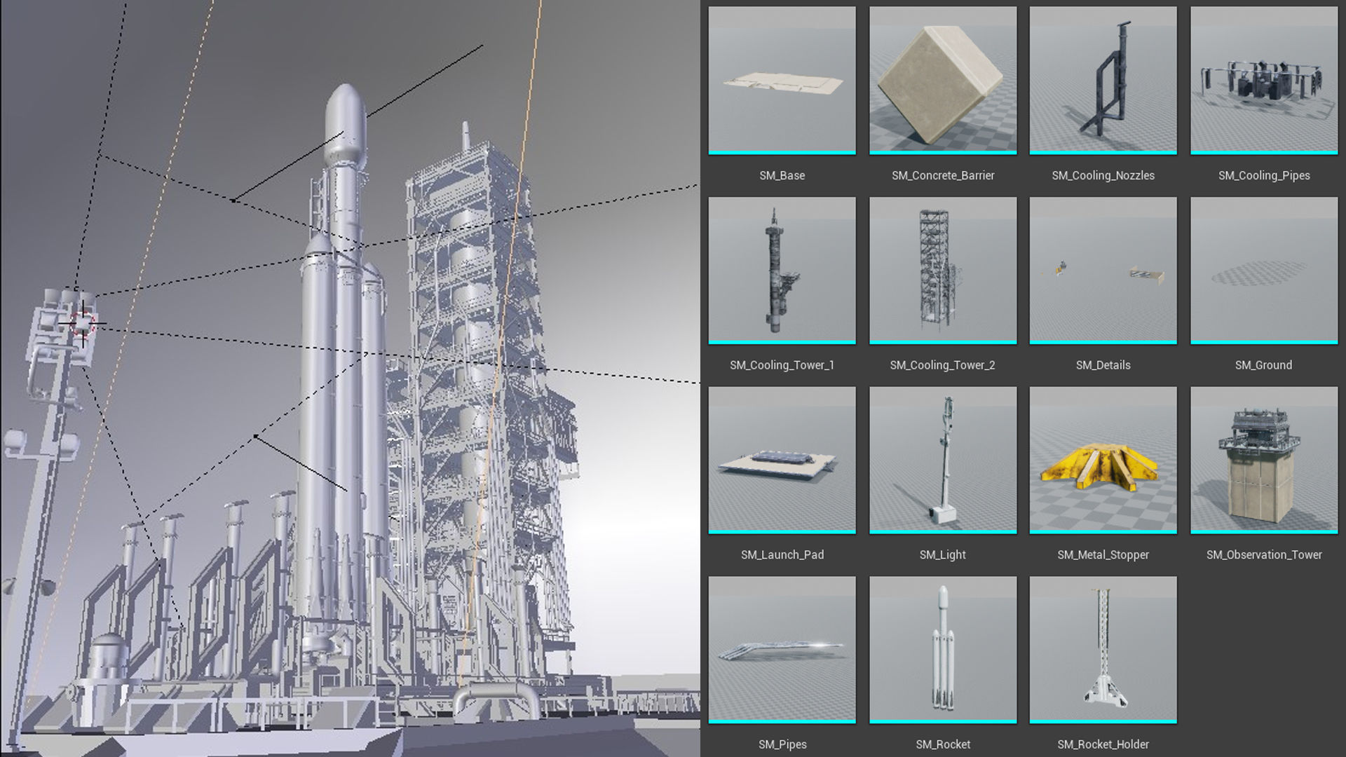 3D model Rocket Launch Pad And Interior Modular Environment VR / AR ...