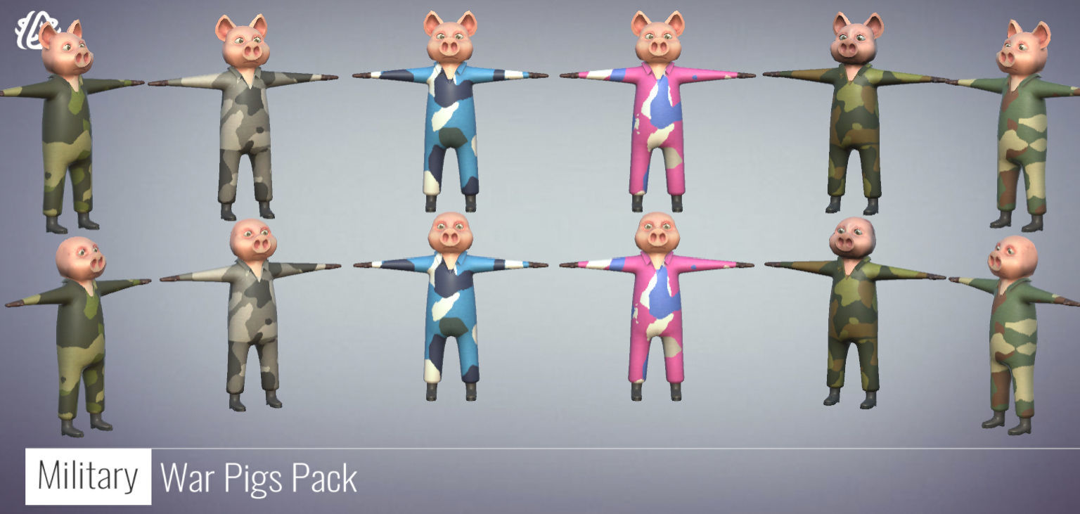 3D model Military War Pigs Pack - 3D Lowpoly Soldiers VR / AR / low-poly | CGTrader