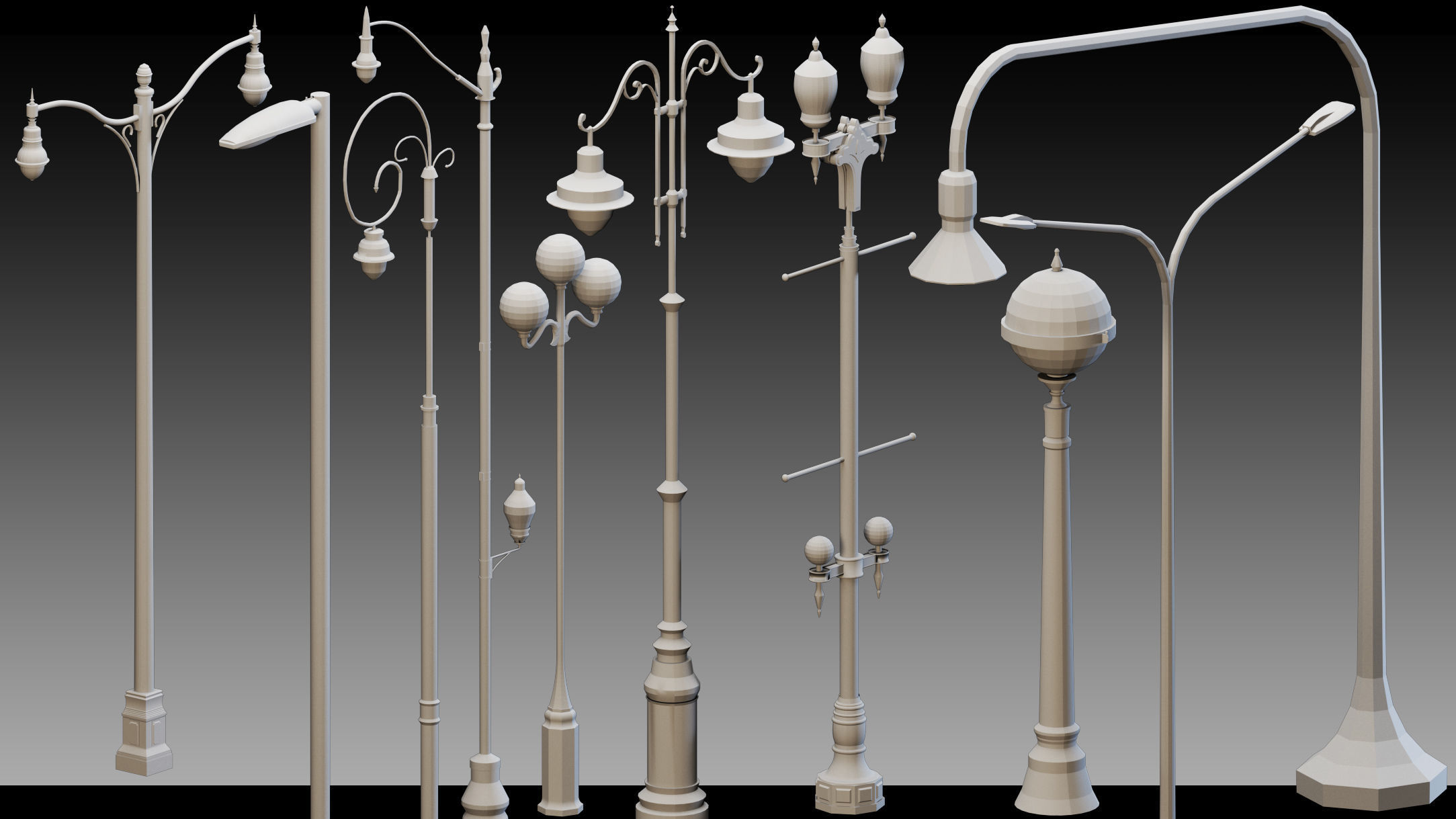 3D model 110 Urban Lighting Props- Kitbash- High detail 3d models VR ...