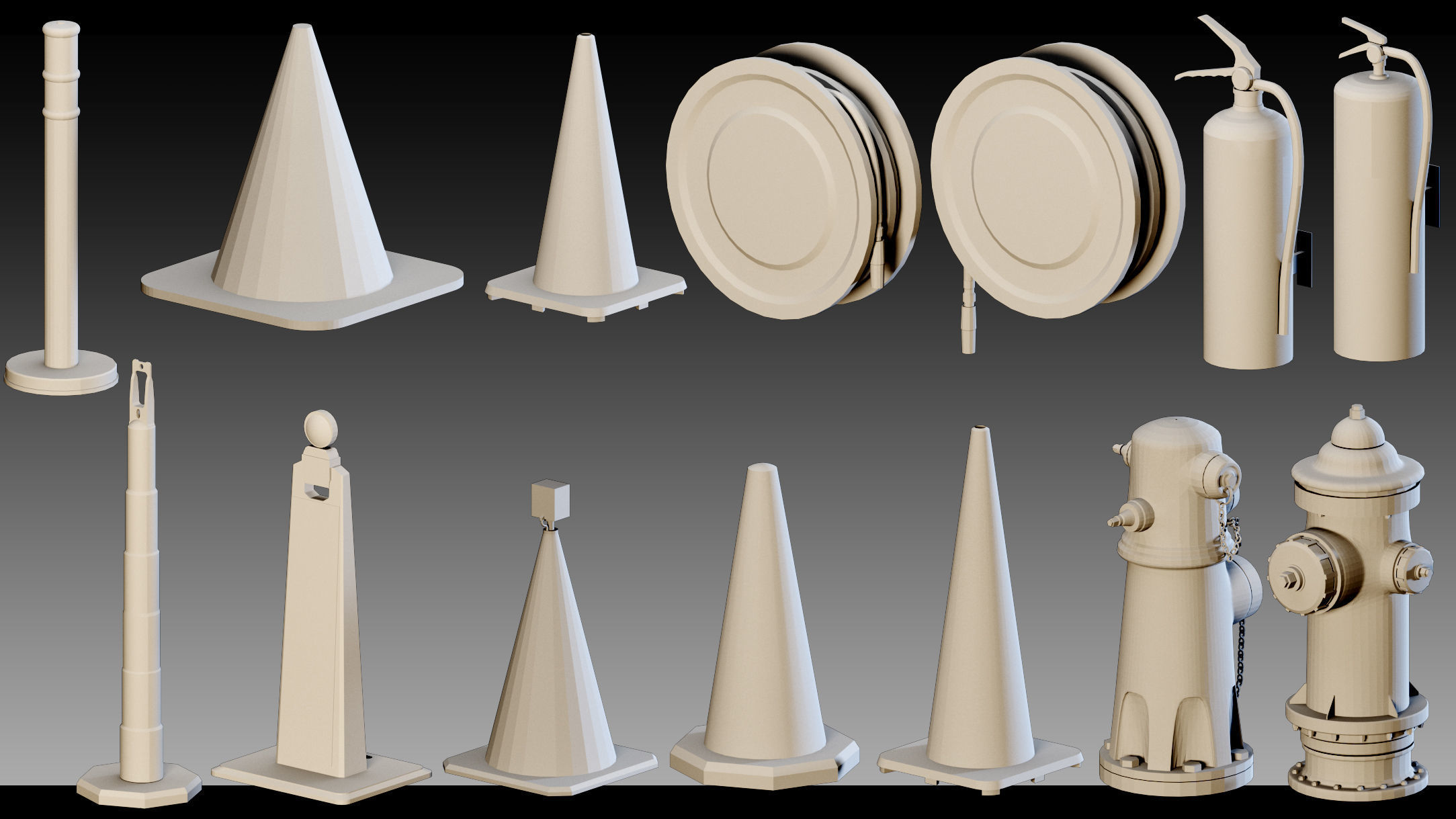 3D model 102 Urban Props- Vol 02- Kitbash- High detail 3d models VR ...