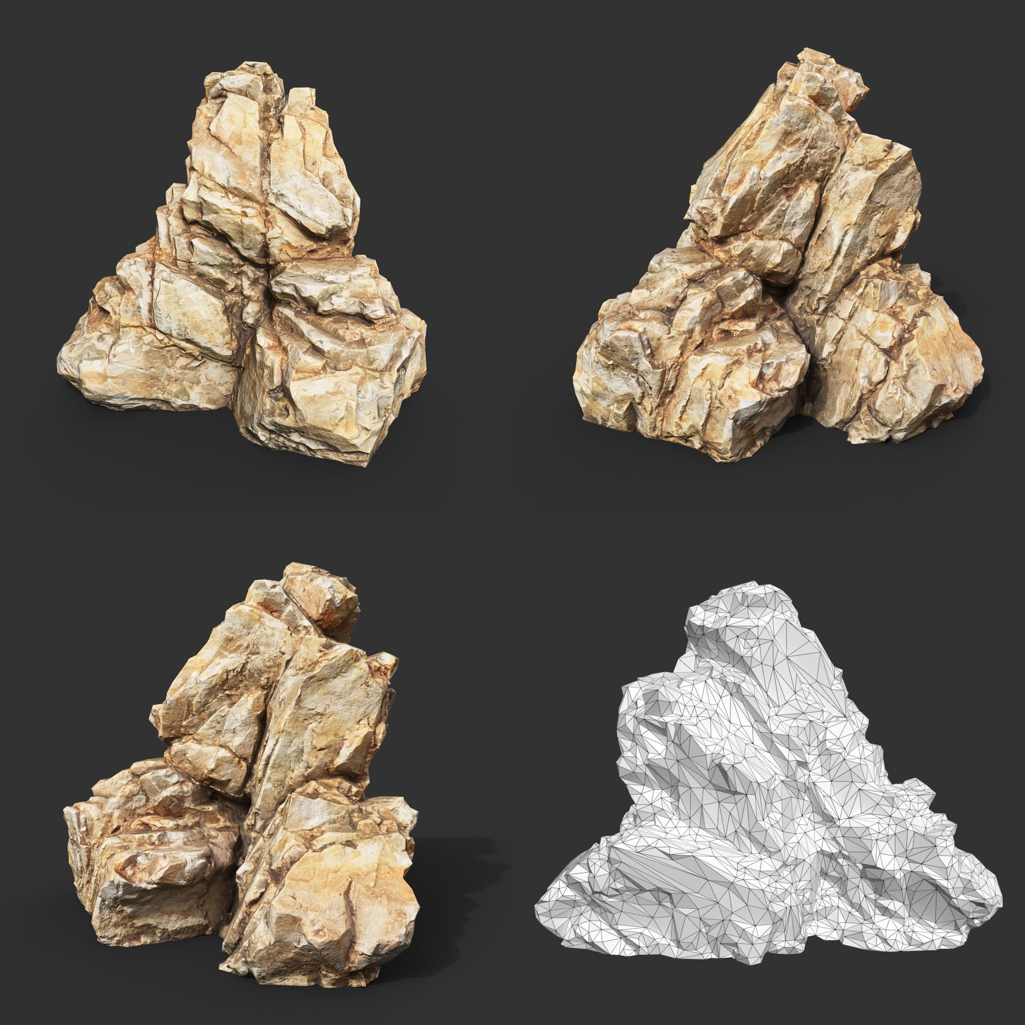 3D model Sharp Rock Formation 221109 - Ultra HD 16K Texture VR / AR ...