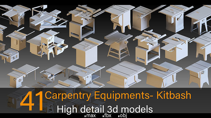 3D model 41 Carpentry Equipments- Kitbash- High detail 3d models VR ...