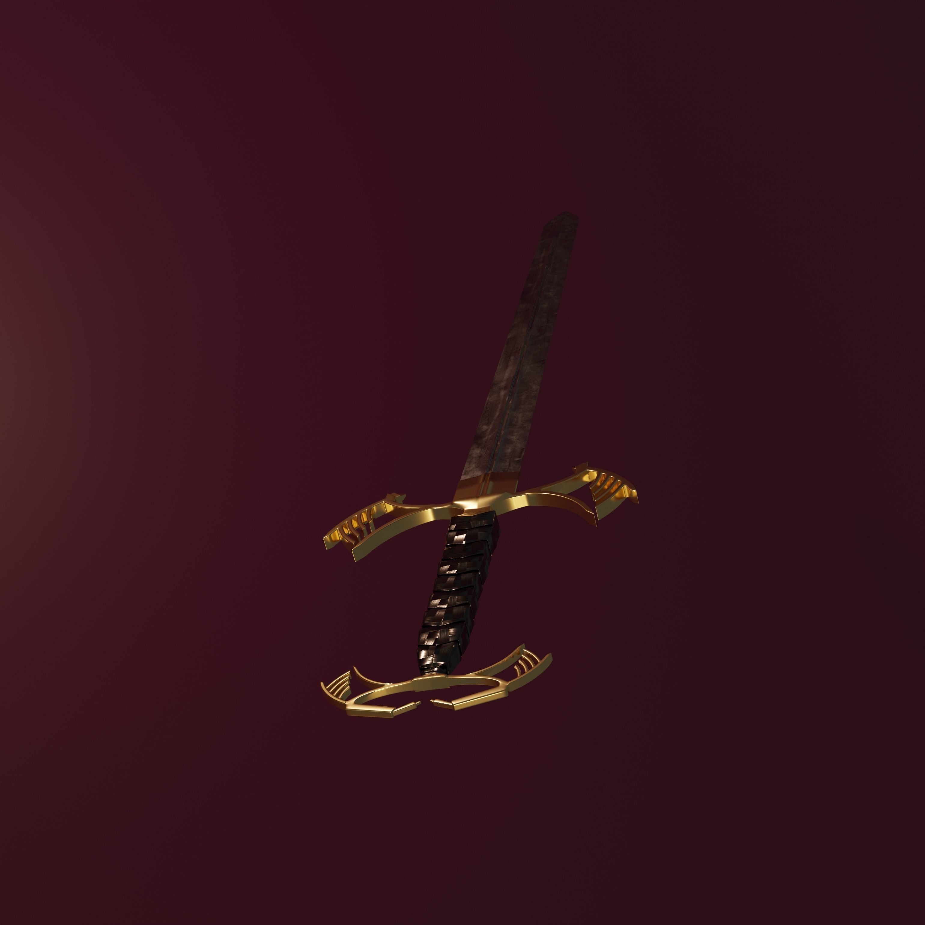 Golden sword PBR HI-poly game ready 3D model | CGTrader