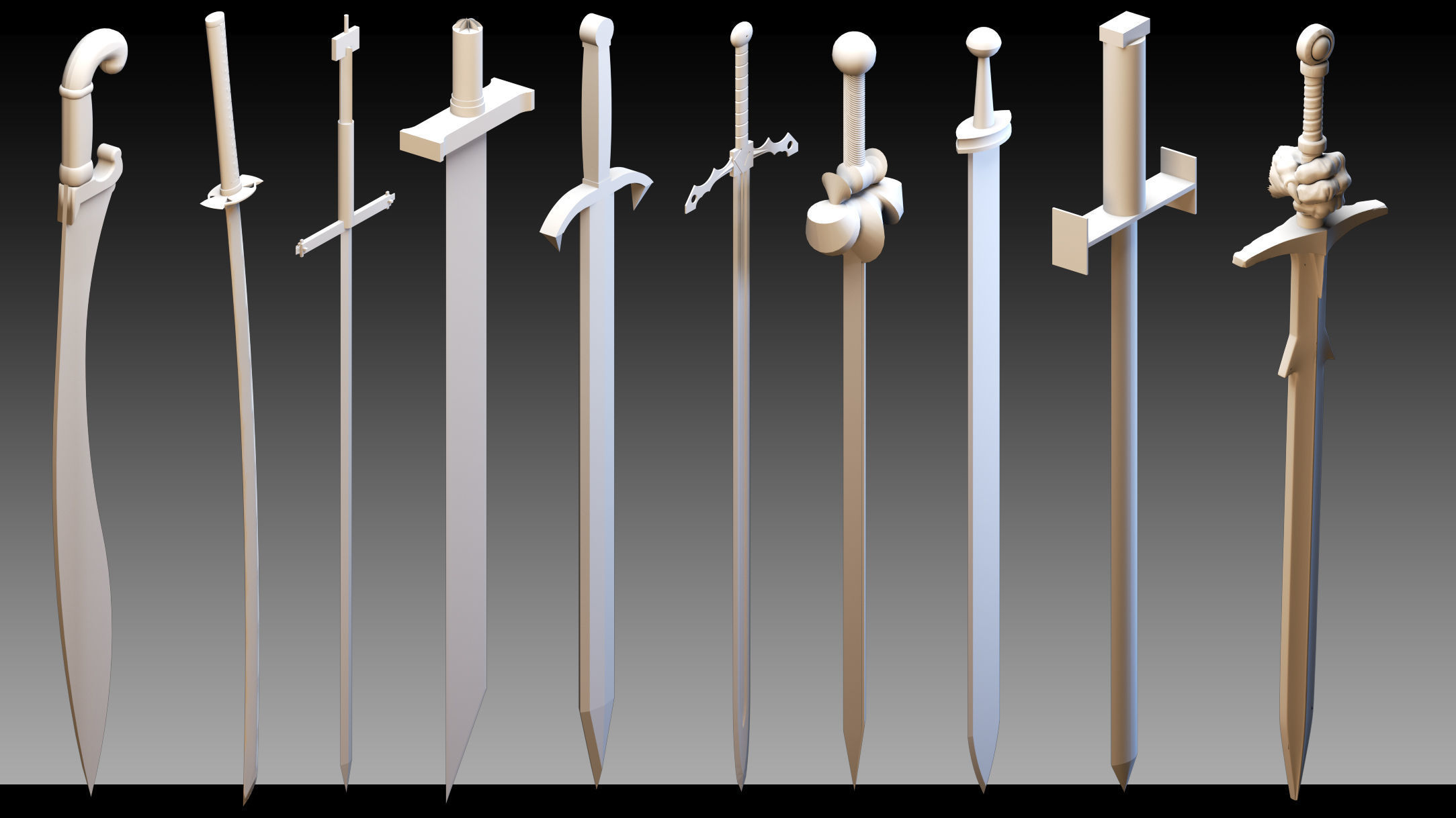 3D model 100 Swords- Kitbash- High detail 3d models VR / AR / low-poly ...