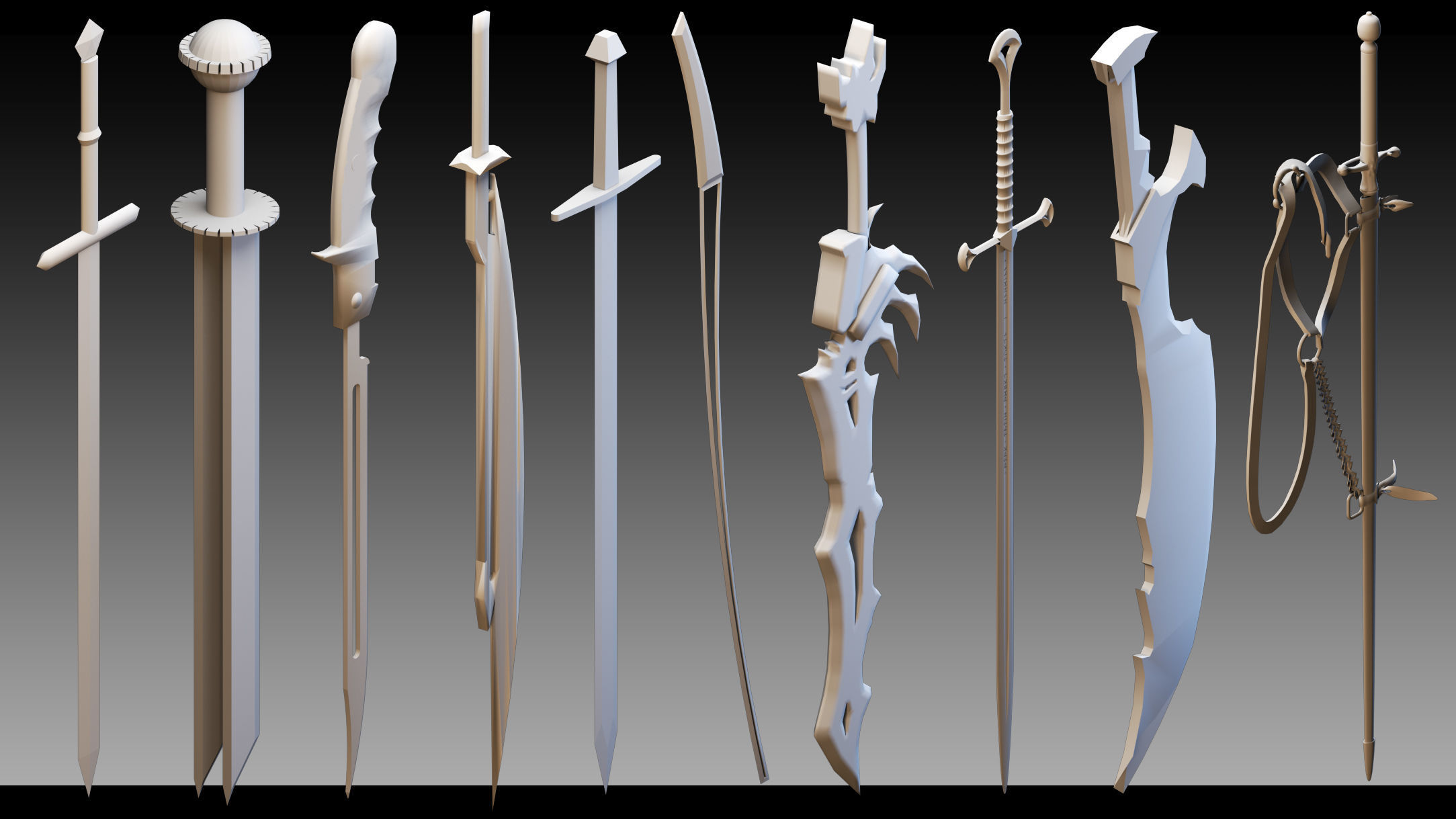 3D model 100 Swords- Kitbash- High detail 3d models VR / AR / low-poly | CGTrader