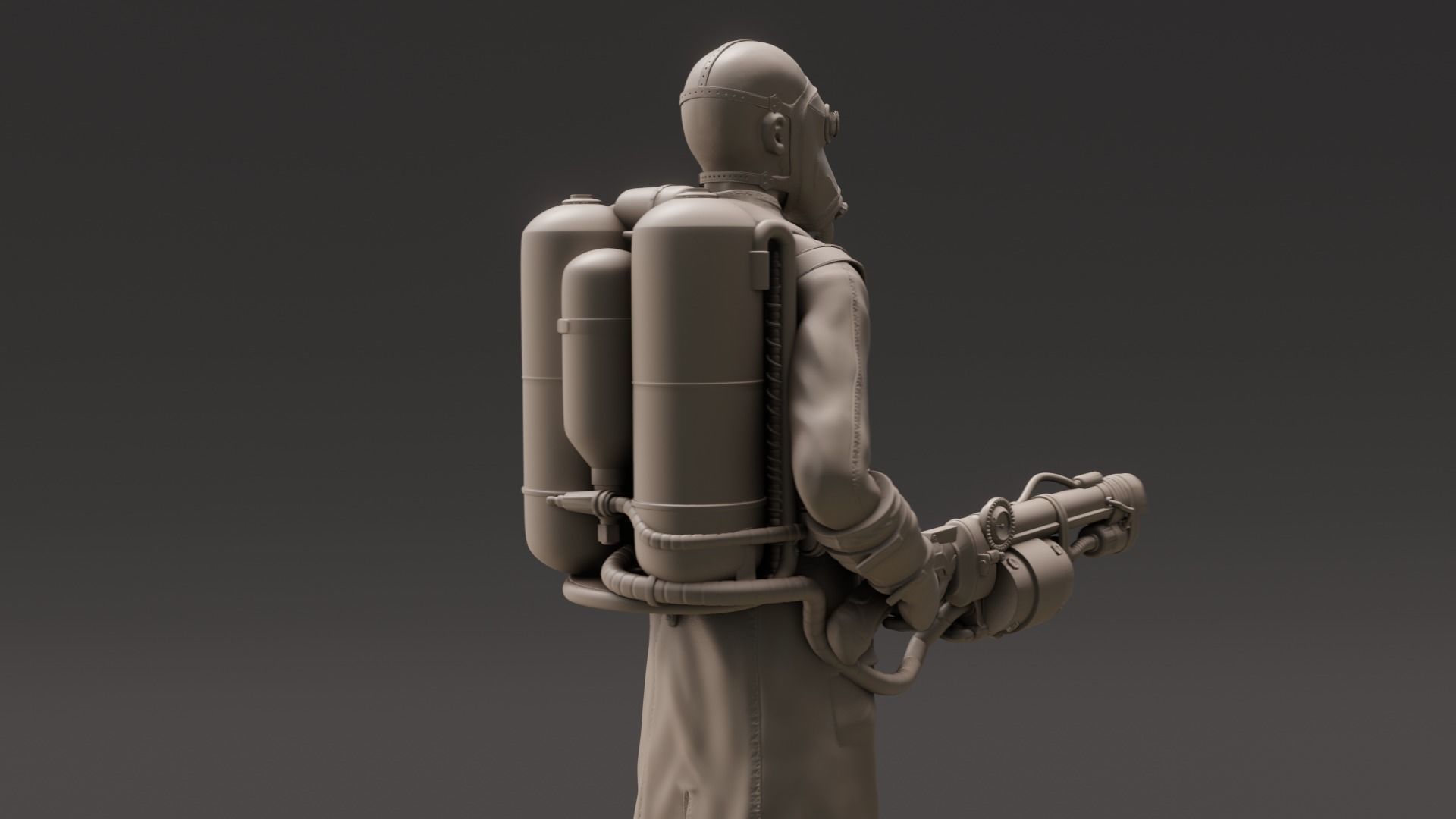 Steampunk Flame Thrower Miniature Figure 3d print 3D model 3D printable ...