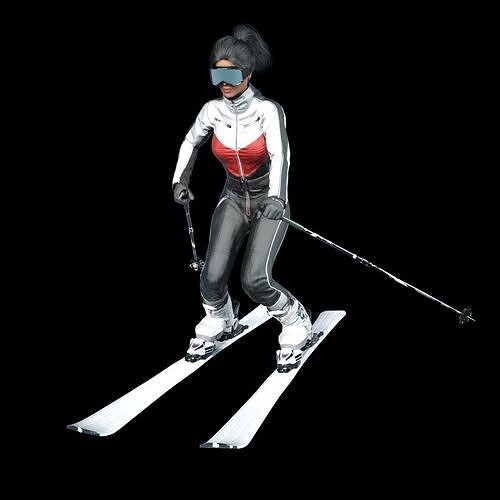 SKI GIRL 1 3D model 3D printable | CGTrader