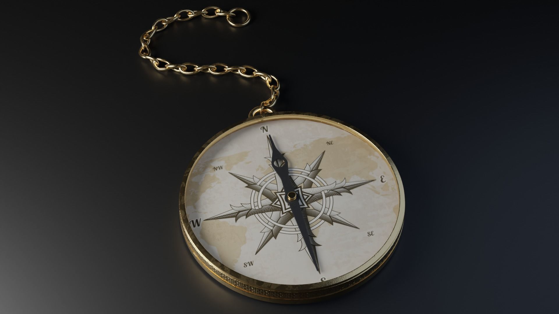 3D model Gravered Golden Compass VR / AR / low-poly | CGTrader