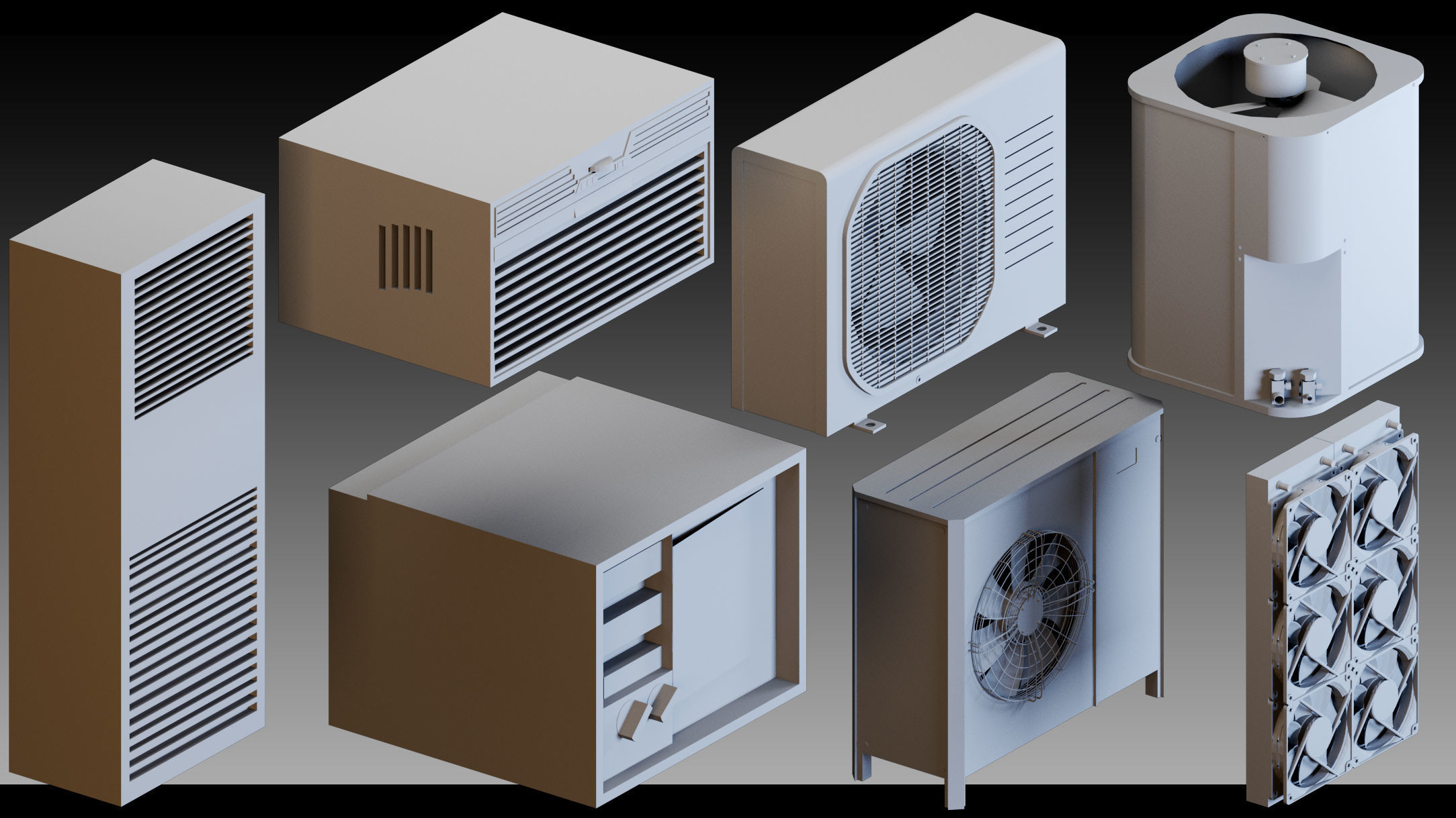 3D model 110 Air conditioners- Kitbash- High detail 3d models VR / AR ...