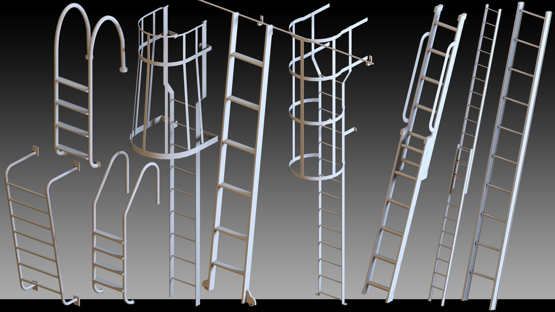 3D model 115 Industrial Ladders- Kitbash- High detail 3d models VR / AR ...