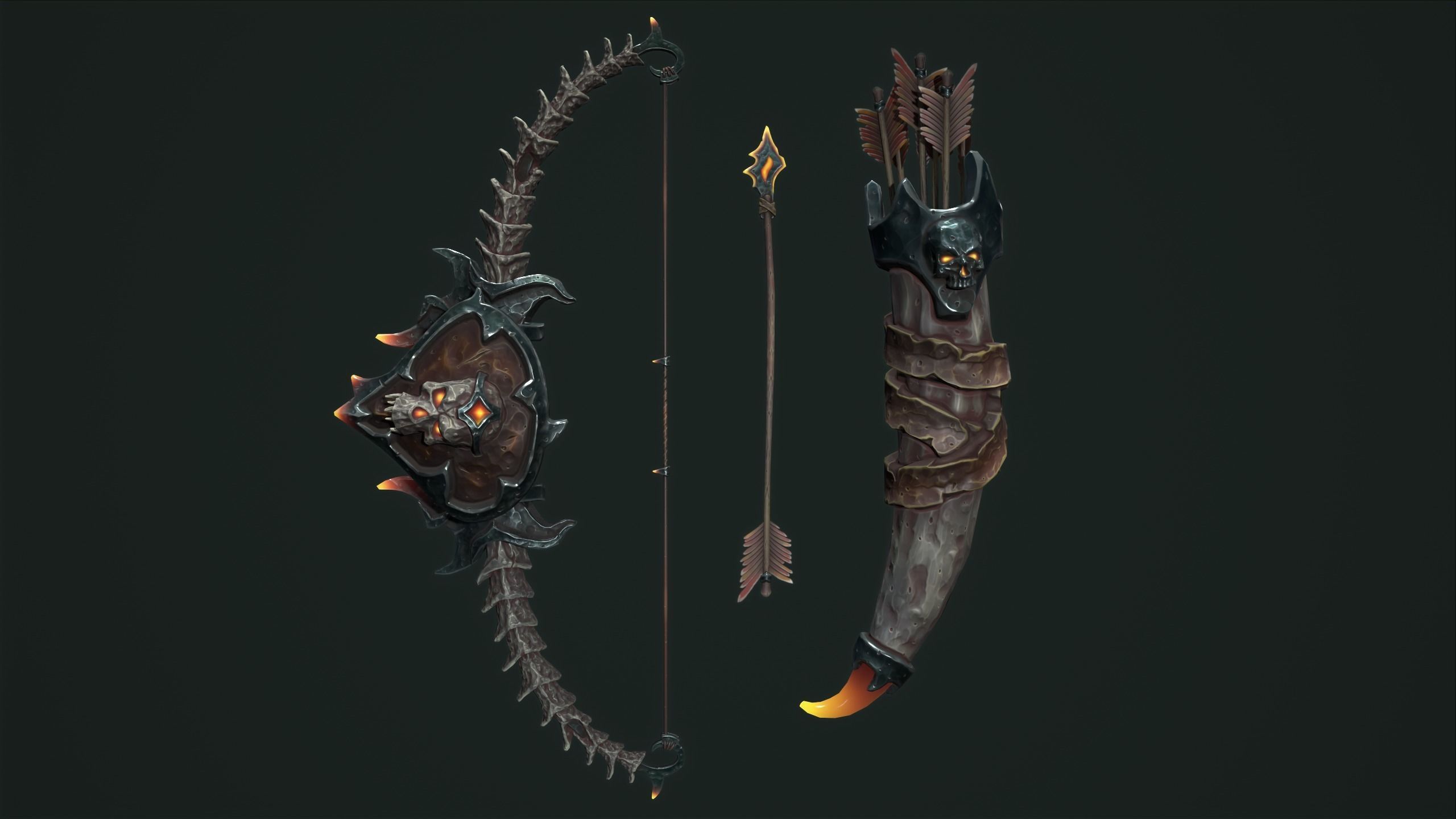 3D model Undead bow and quiver VR / AR / low-poly | CGTrader
