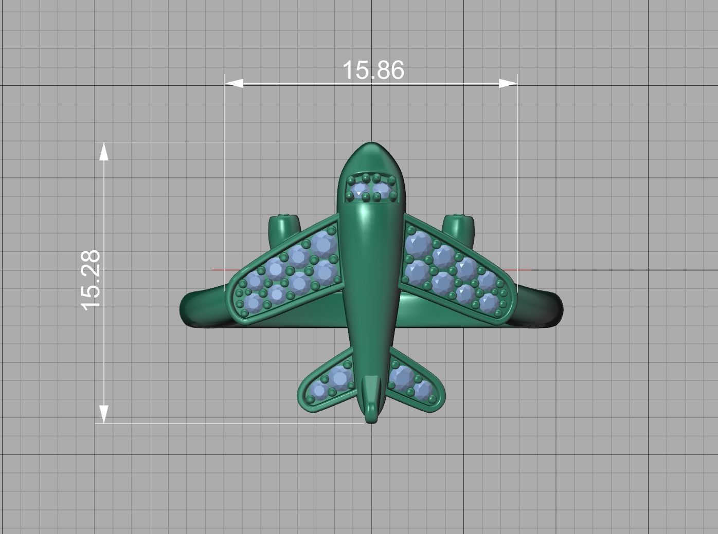 Airplane Diamond Ring 3dprint model Own design 3D model 3D printable ...
