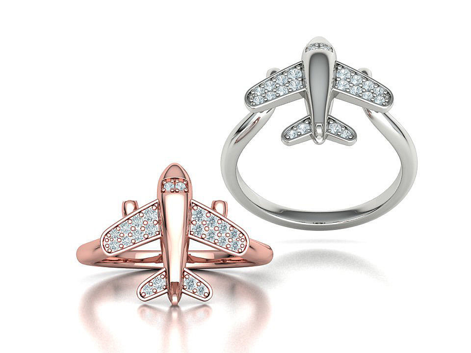 Airplane Diamond Ring 3dprint model Own design 3D model 3D printable ...